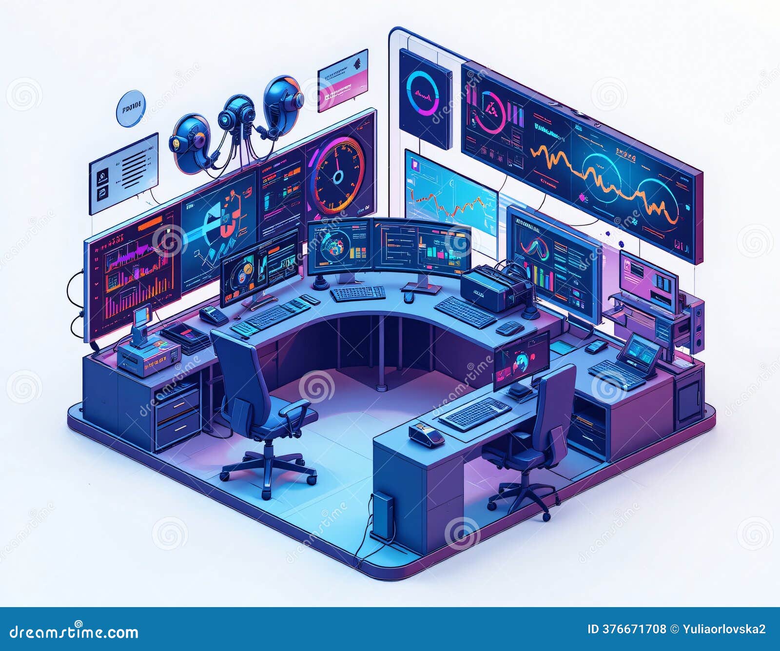 Isometric Control Panels. Spaceship Dashboards, Aircraft Panel With ...