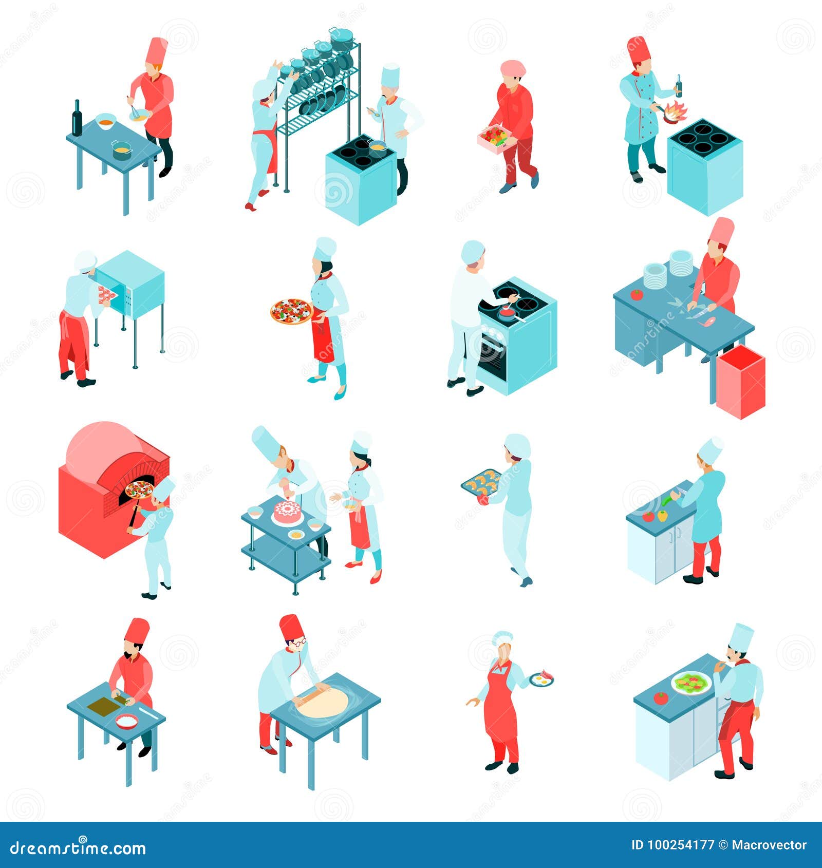 Isometric cooking set stock vector. Illustration of chef - 100254177