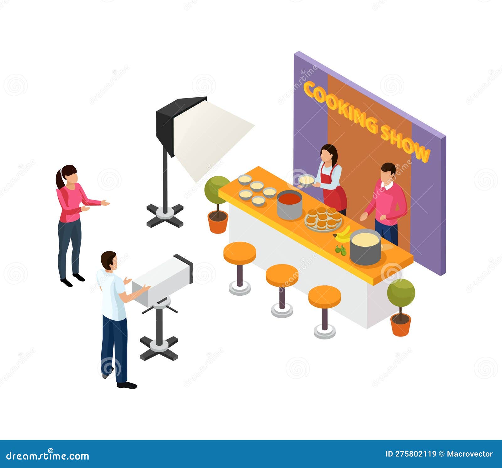 Isometric Cooking Show stock vector. Illustration of online - 275802119