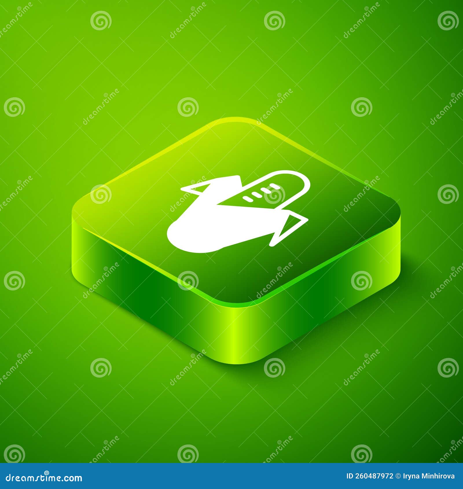 Isometric Corn Icon Isolated on Green Background. Green Square Button ...