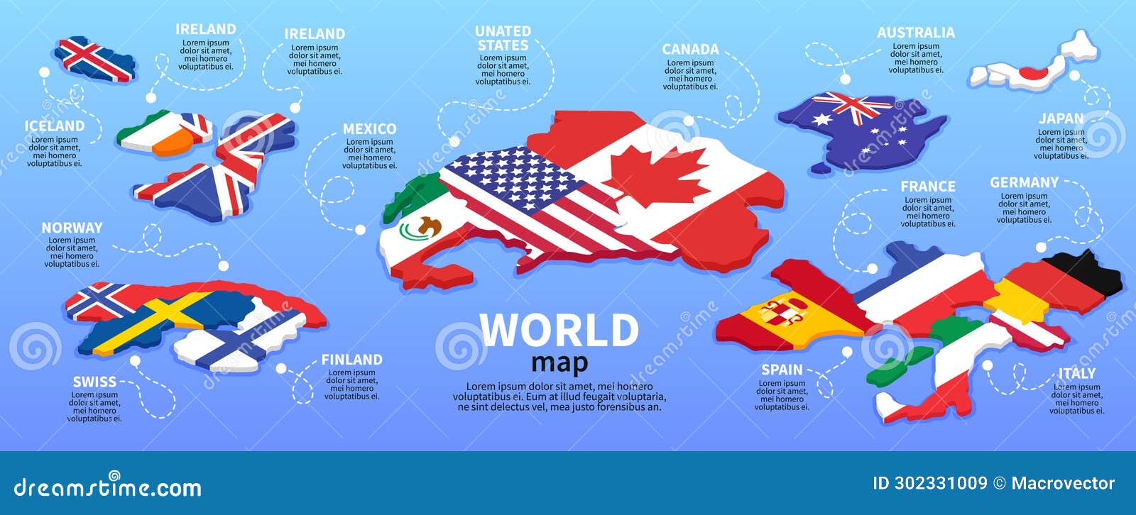 Isometric Countries Infographics Stock Illustration - Illustration of ...