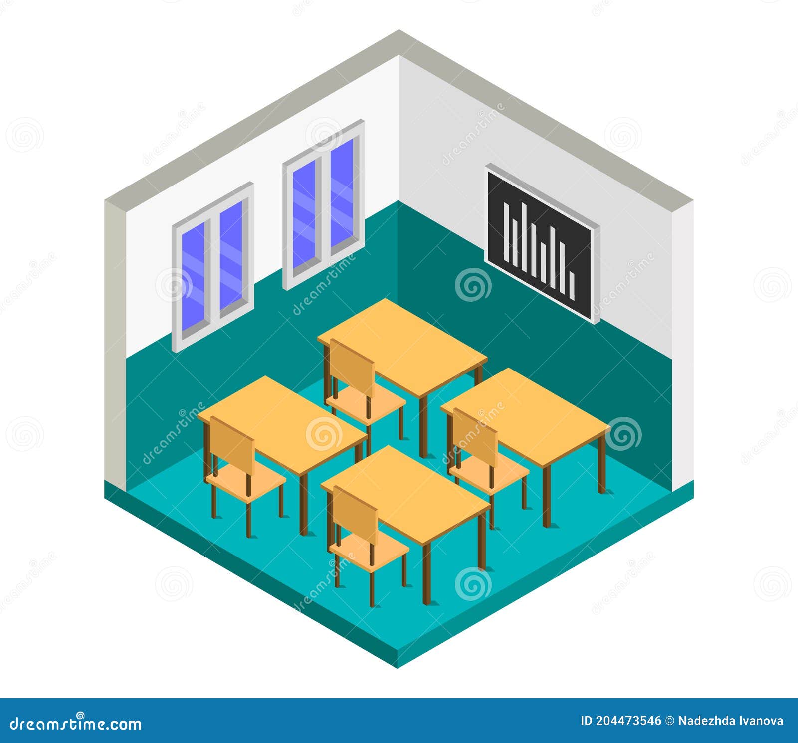 Isometric Course Room Vector Graphic Illustration. Stock Illustration ...