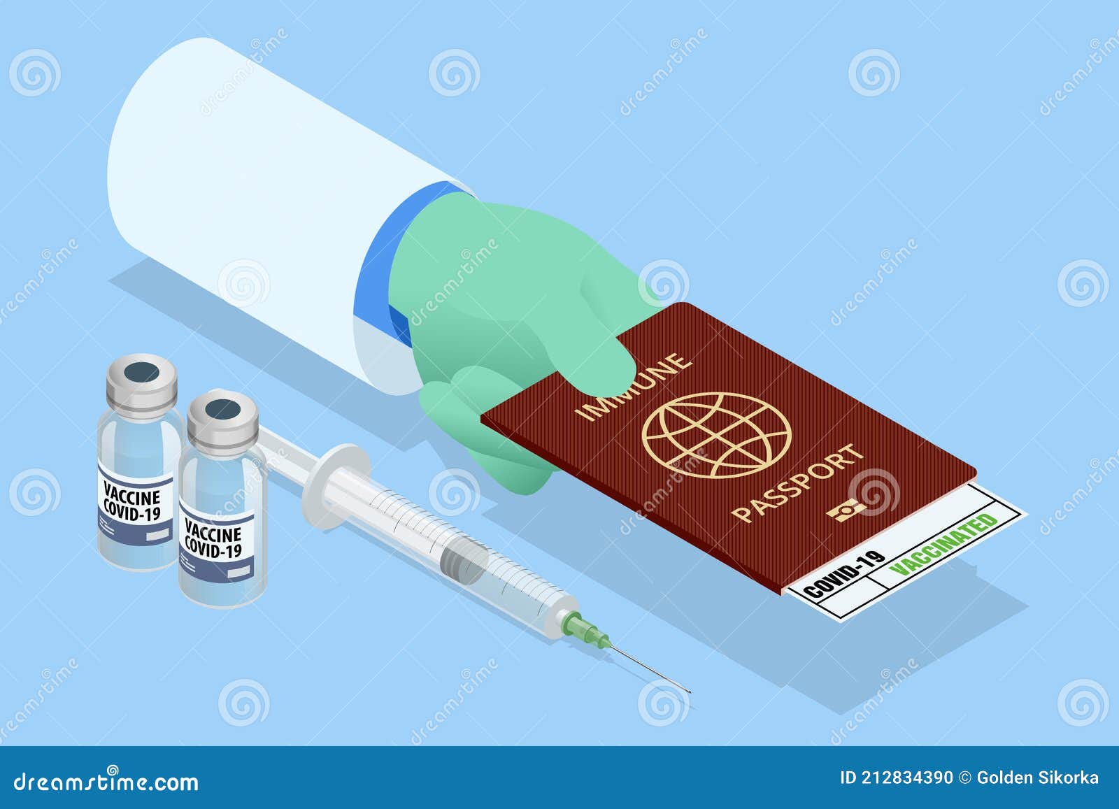 Isometric COVID-19 Immunity Passport, Immunity Certificate, Vaccination ...