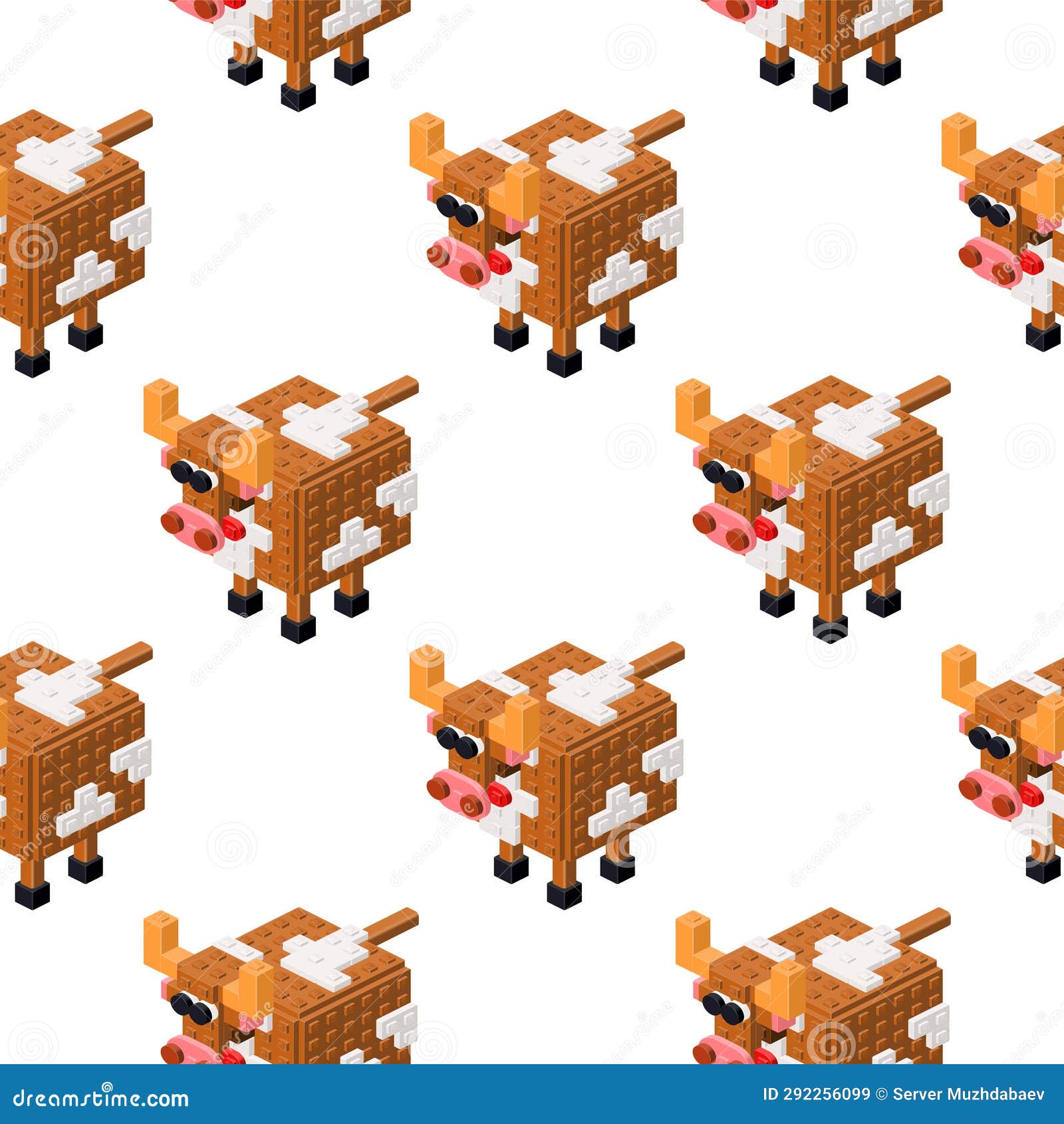 Isometric Cow Pattern. Vector Clipart Stock Vector - Illustration of ...