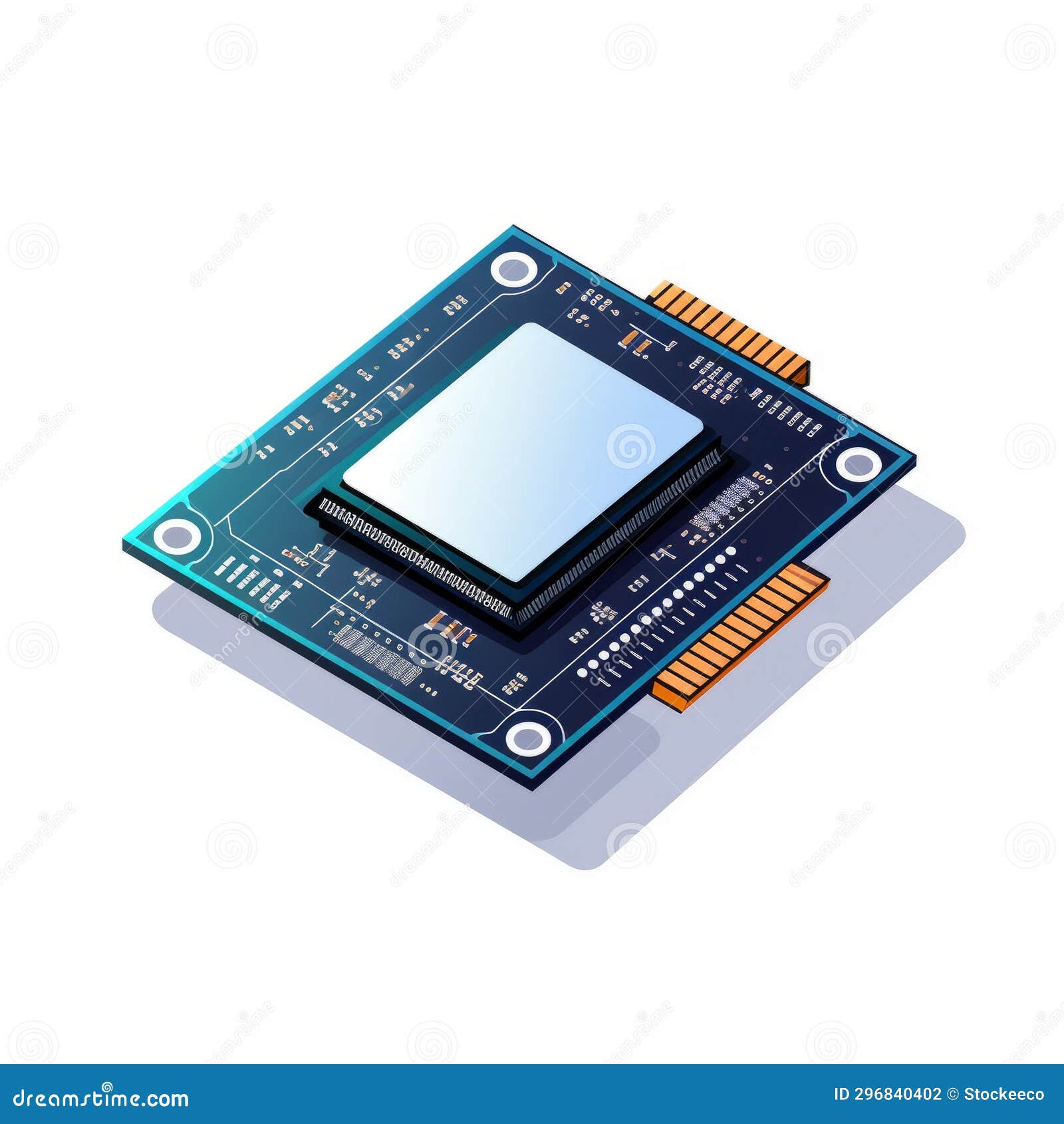 Isometric Cpu Chip: Realistic and Fantastical Elements in Dark Sky-blue ...
