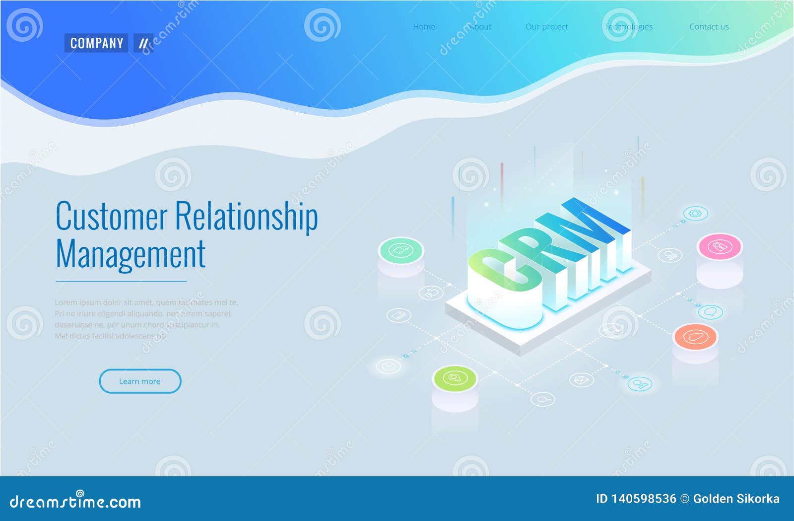 Isometric CRM Web Banner. Customer Relationship Management Concept ...