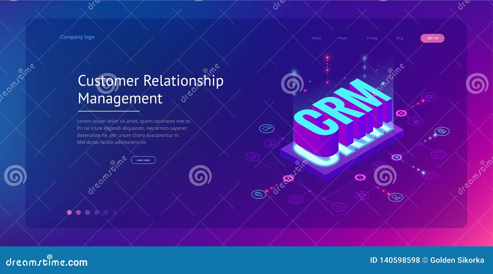 Isometric CRM Web Banner. Customer Relationship Management Concept ...