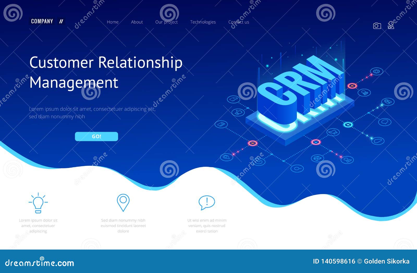 Isometric CRM Web Banner. Customer Relationship Management Concept ...