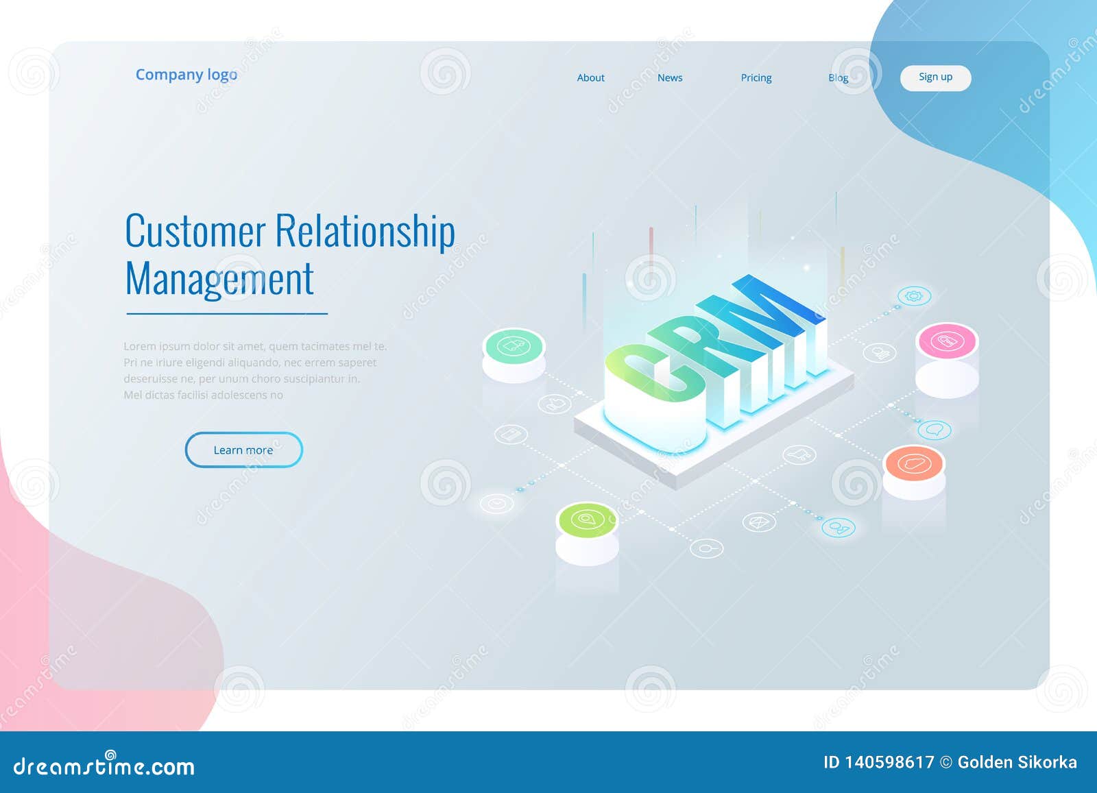Isometric CRM Web Banner. Customer Relationship Management Concept ...