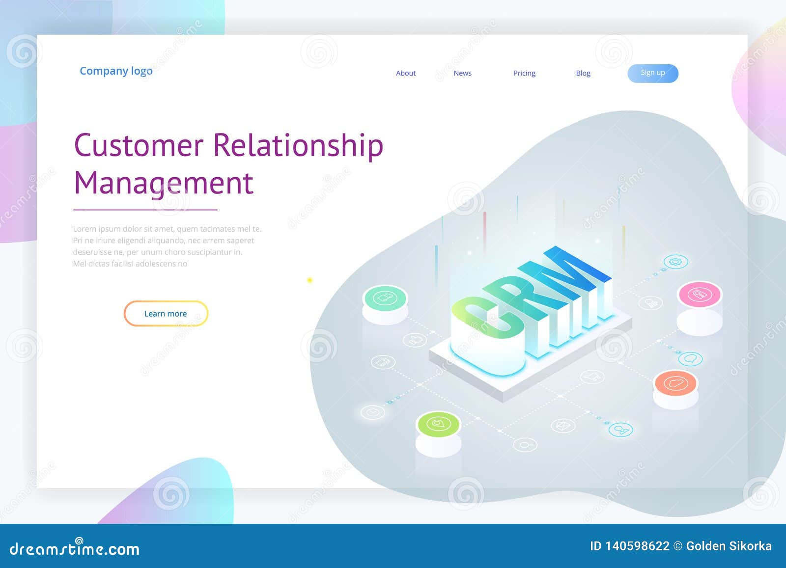 Isometric CRM Web Banner. Customer Relationship Management Concept ...