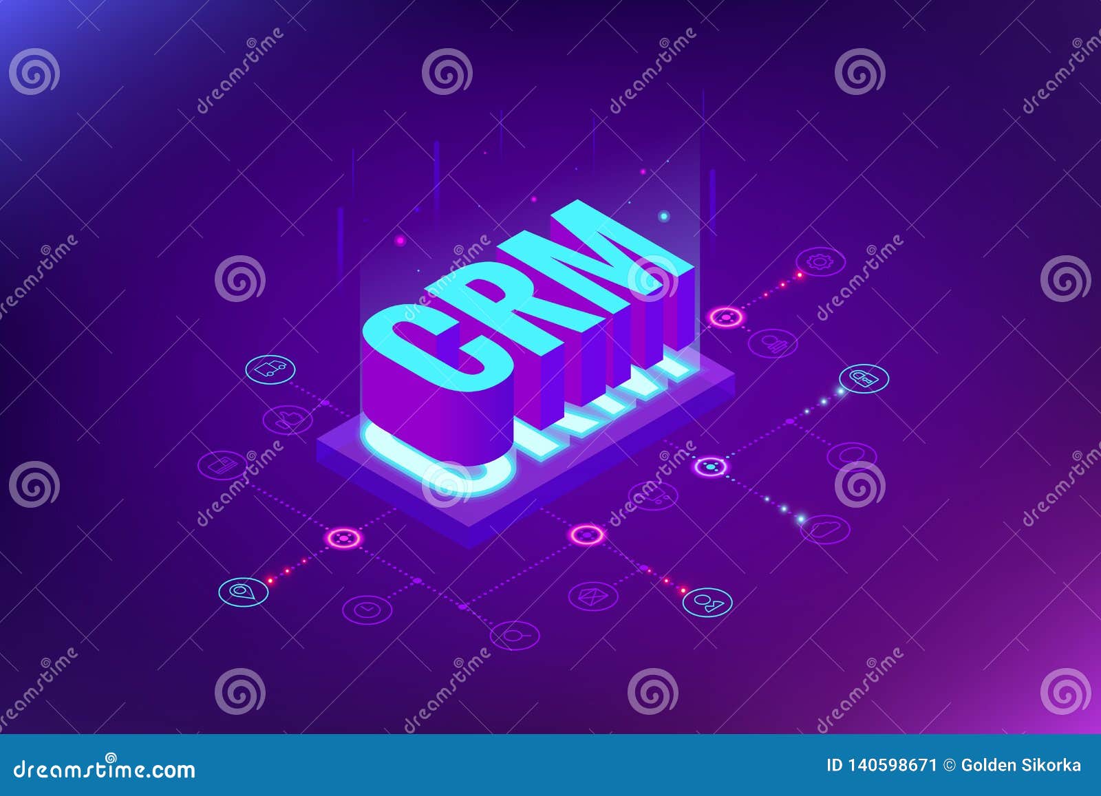 Isometric CRM Web Banner. Customer Relationship Management Concept ...