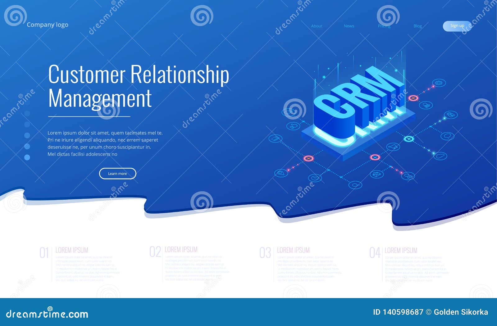 Isometric CRM Web Banner. Customer Relationship Management Concept ...
