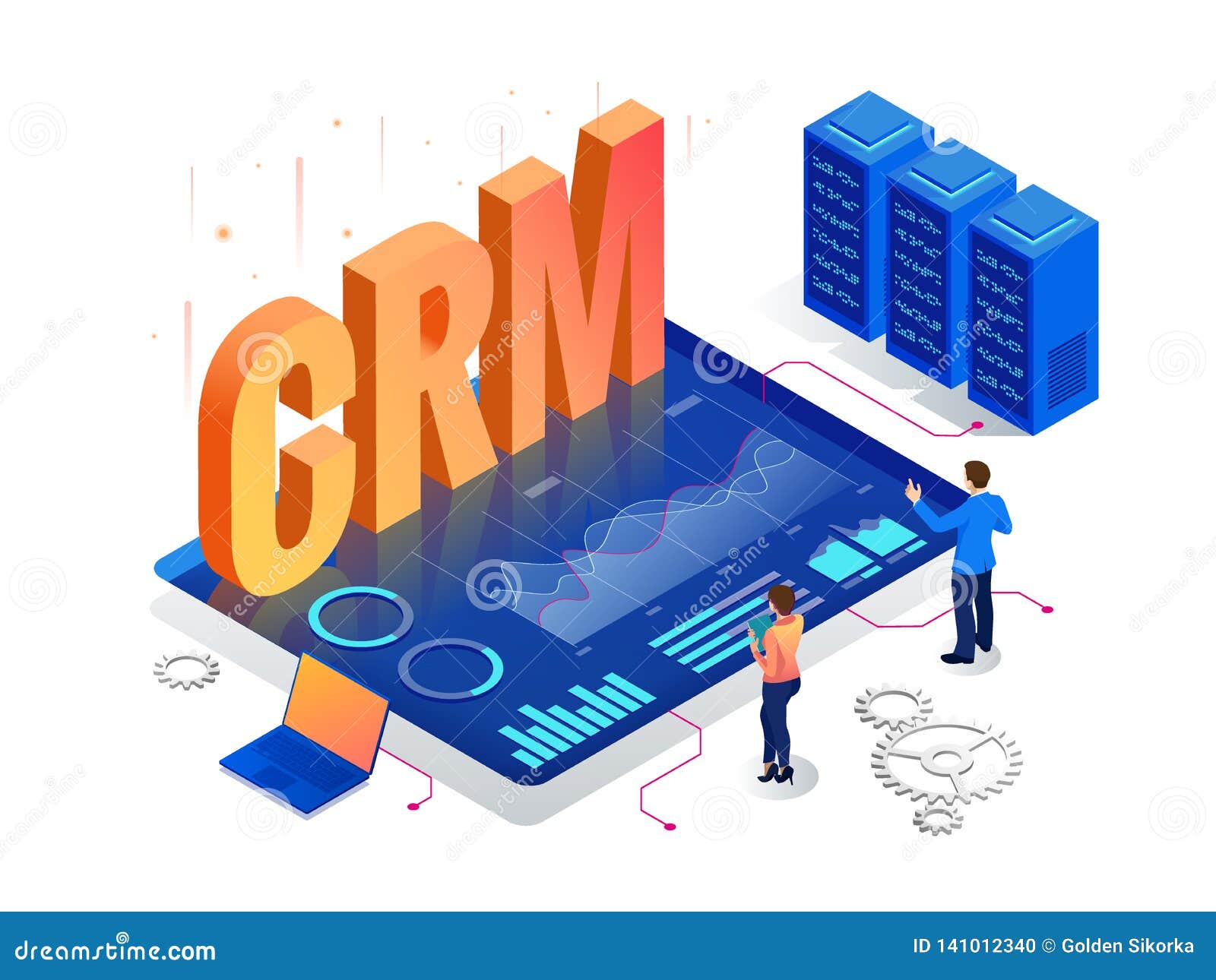 Isometric CRM Web Banner. Customer Relationship Management Concept ...