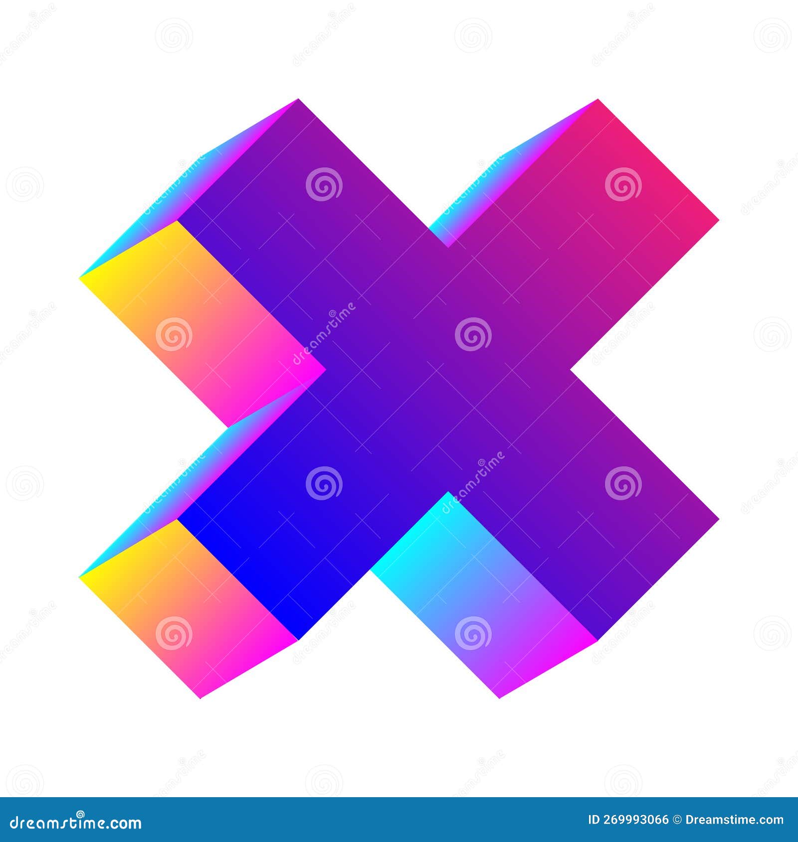 Isometric Cross or X with Color Gradient Icon. Modern Abstract ...