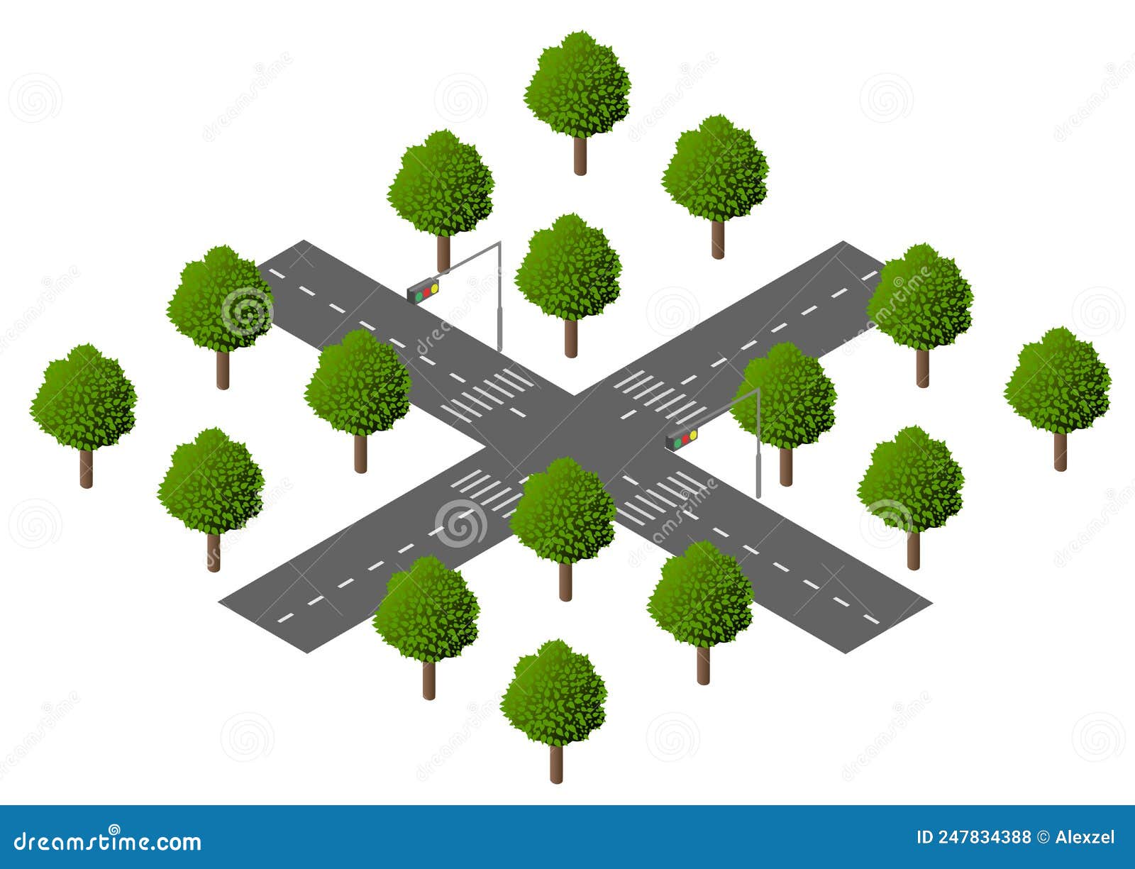 Isometric Crossroads Intersection Cartoon Vector | CartoonDealer.com ...