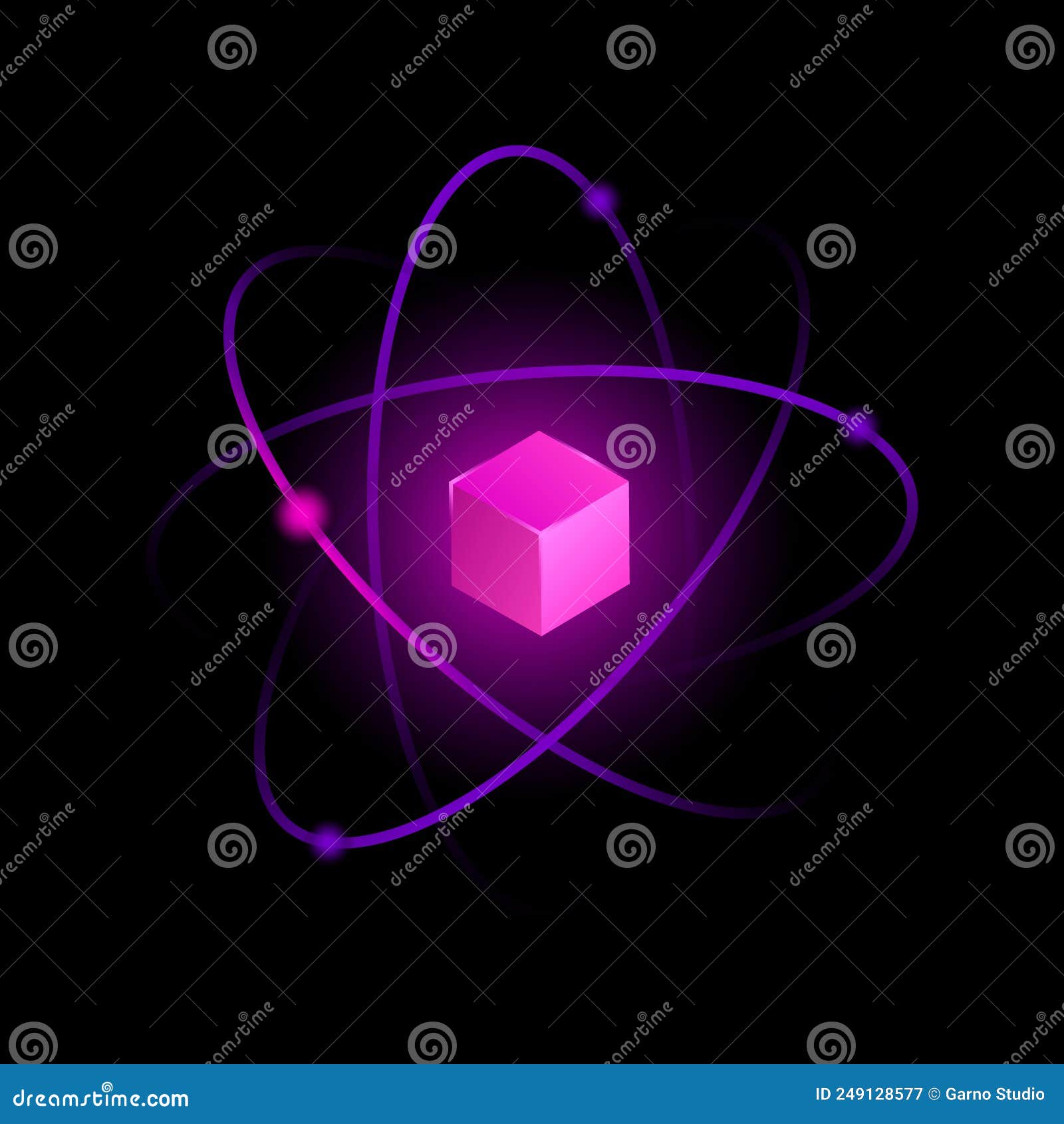 Isometric Cube in Atom. Isolated Decorative Element Stock Vector ...