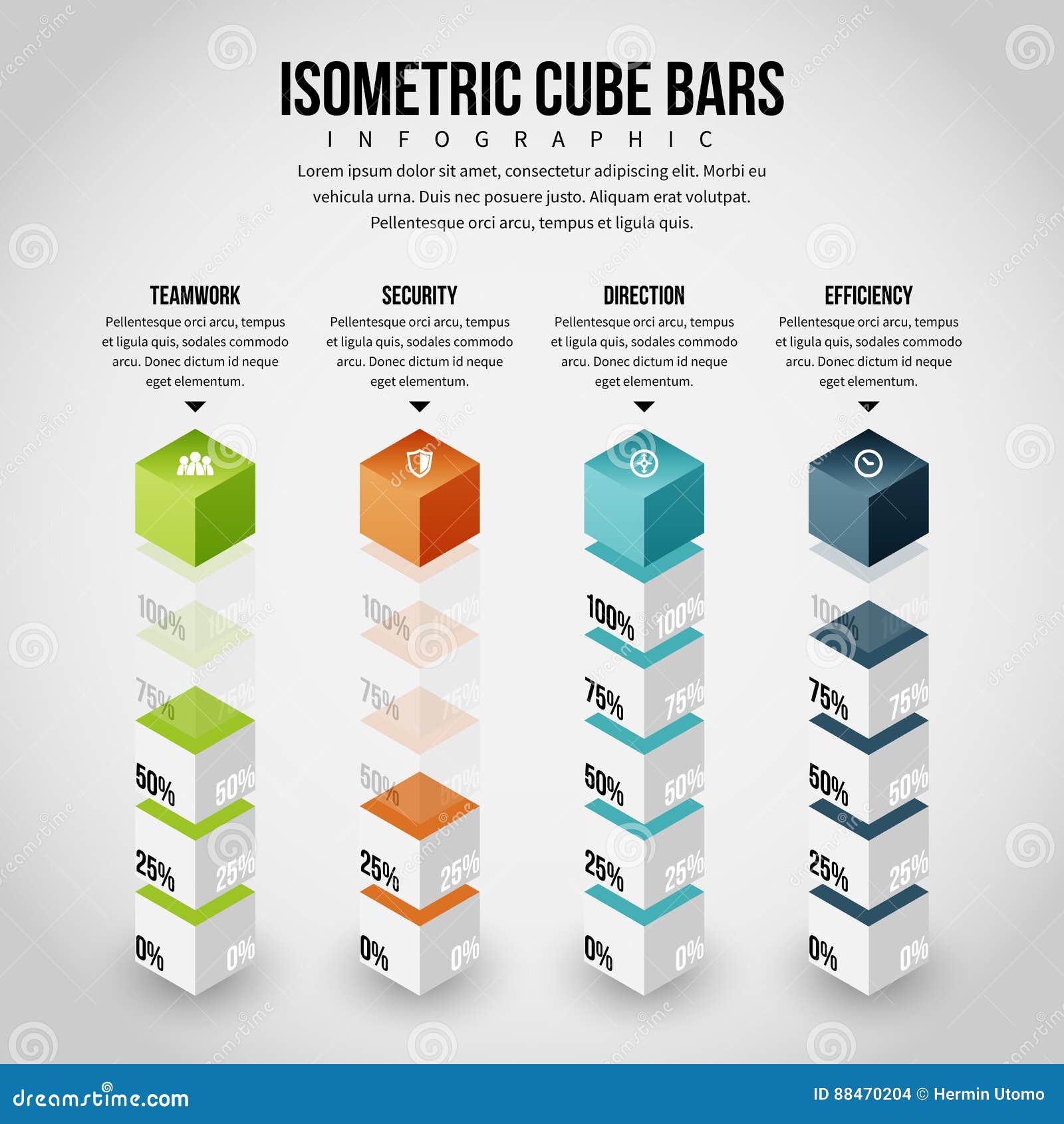Isometric Cube Bars Infographic Stock Vector - Illustration of business ...