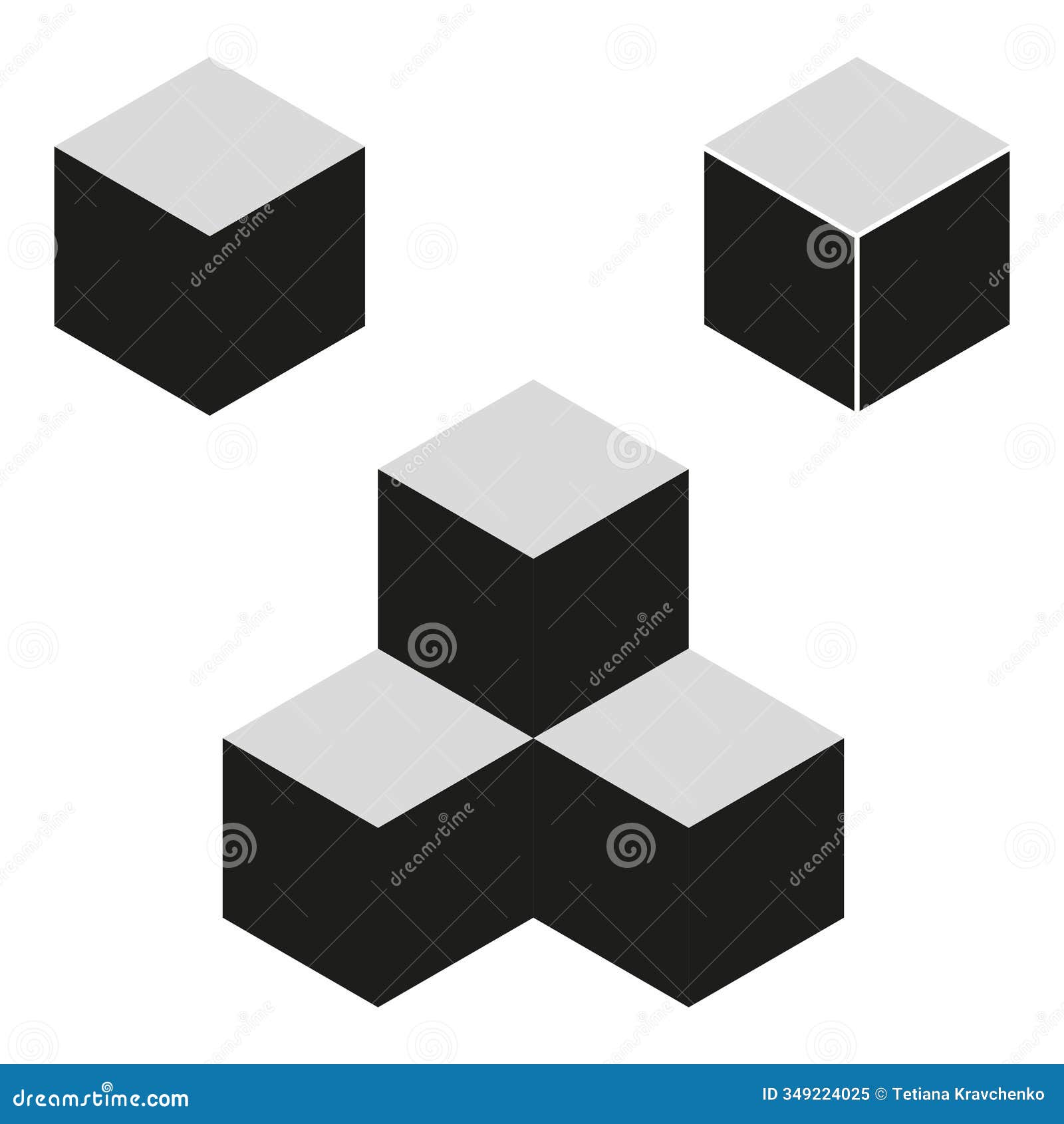 Isometric Cube Pattern. Geometric 3D Shape. Modern Block Vector. Black ...