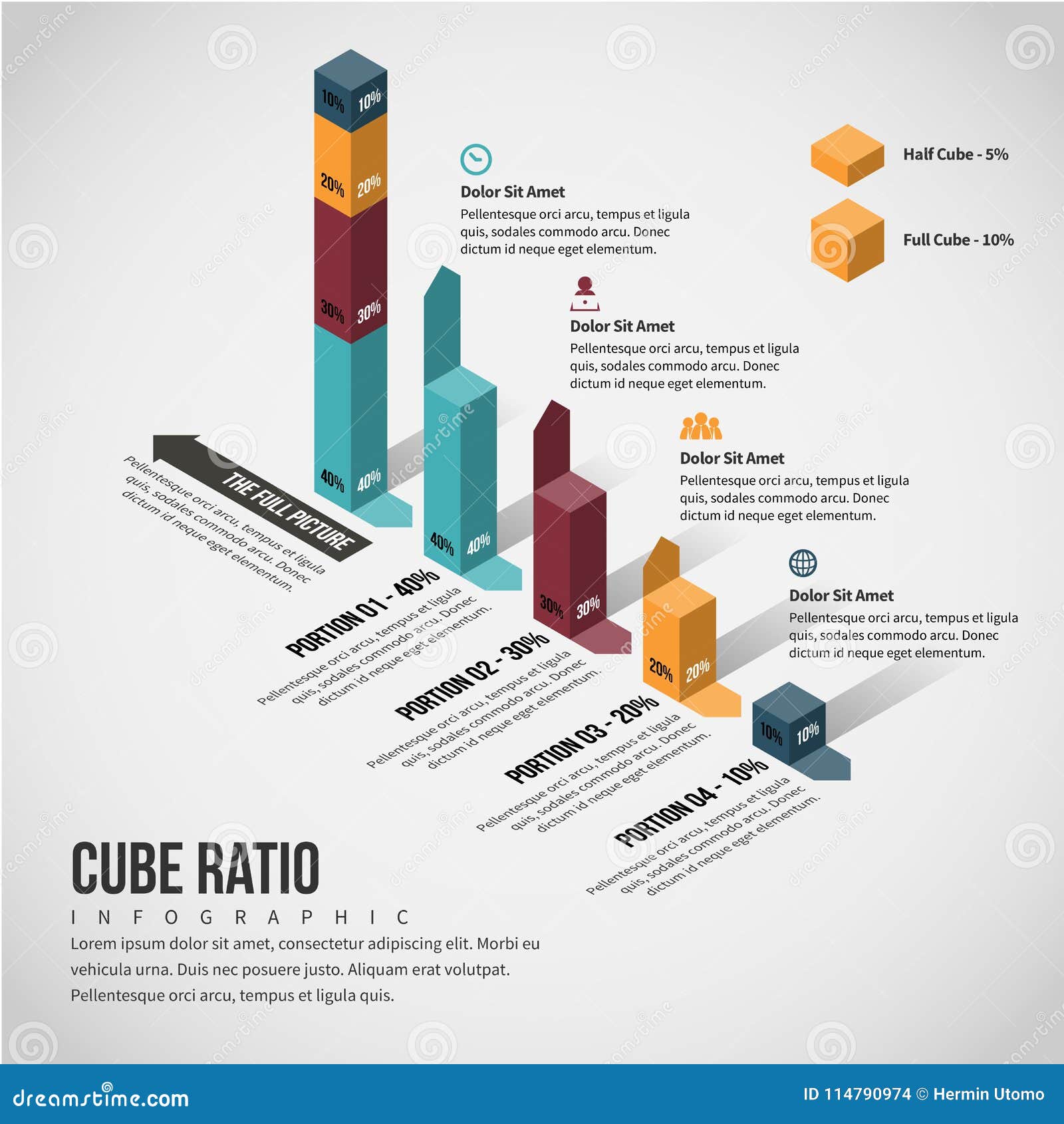 Isometric Cube Ratio Infographic Stock Vector - Illustration of cycle ...