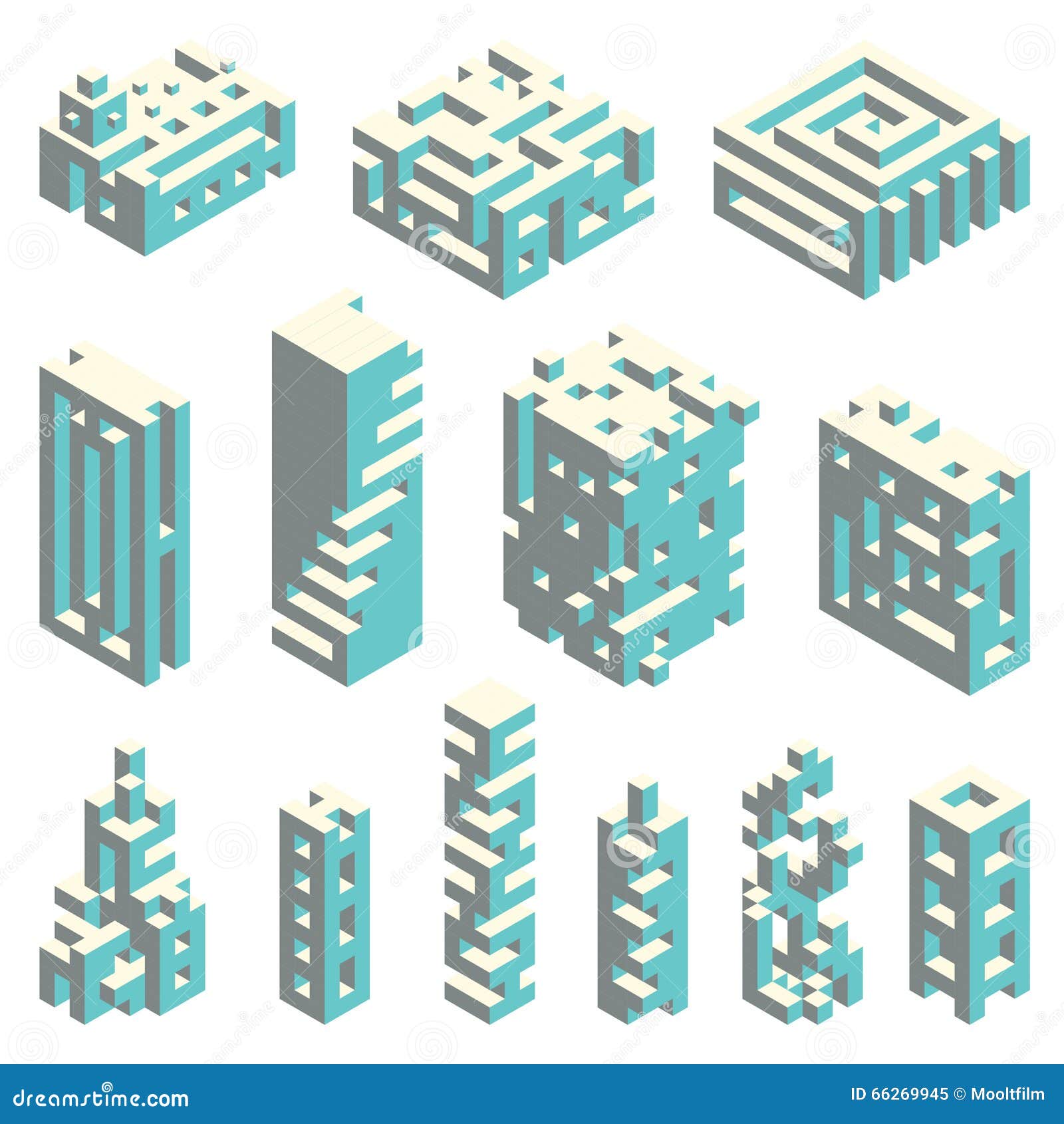 Isometric Cubes Architecture Stock Vector - Illustration of square ...