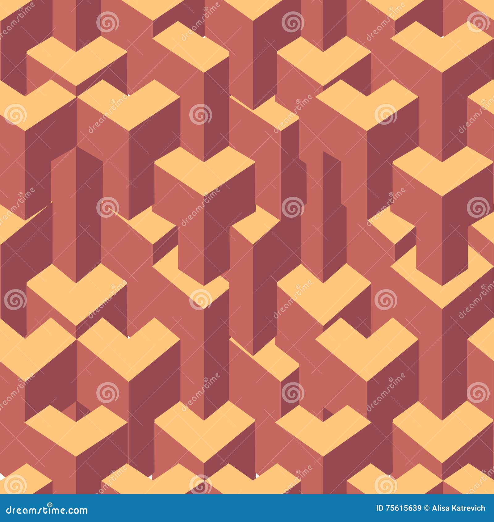 Isometric Cubes Seamlessly Repeatable Pattern. 3D Background Stock ...