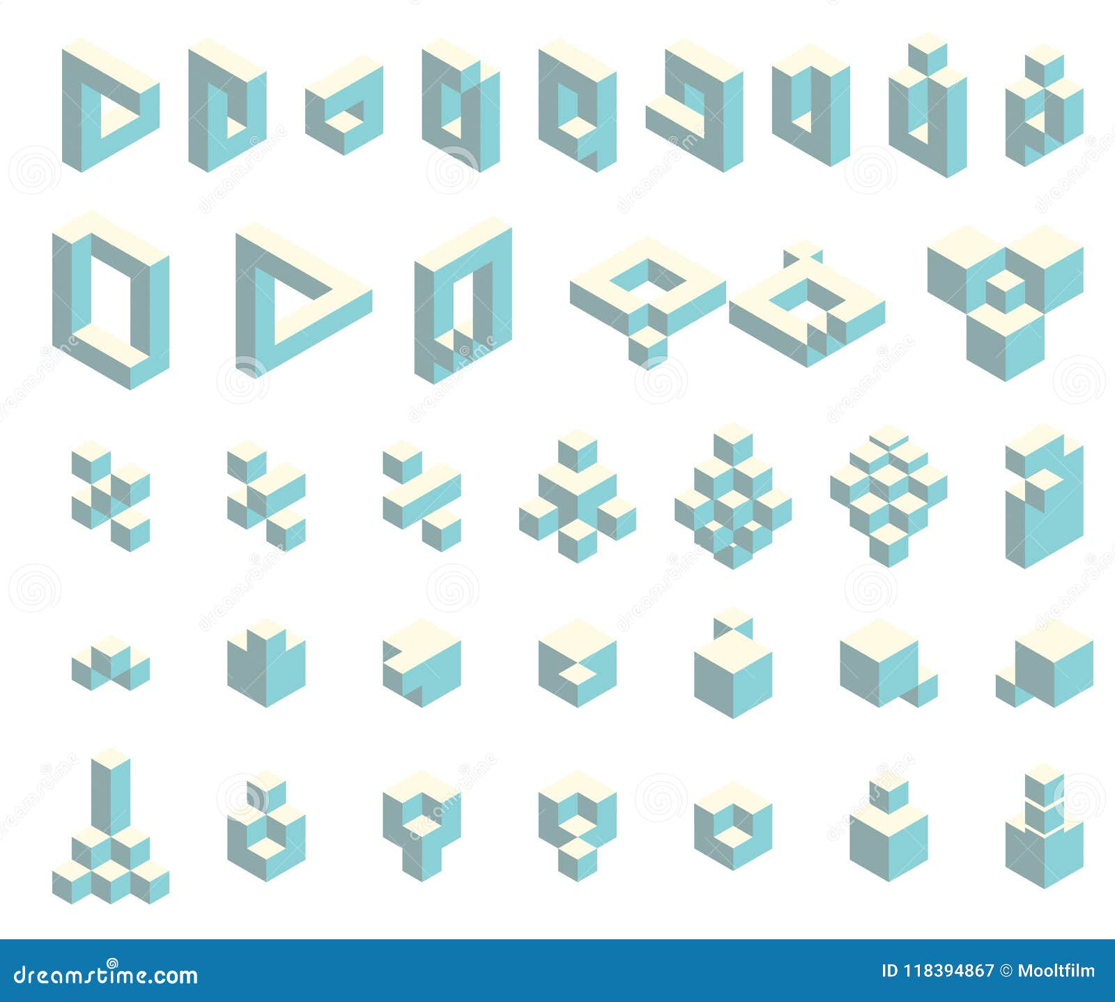 Isometric cubes set stock vector. Illustration of architectural - 118394867