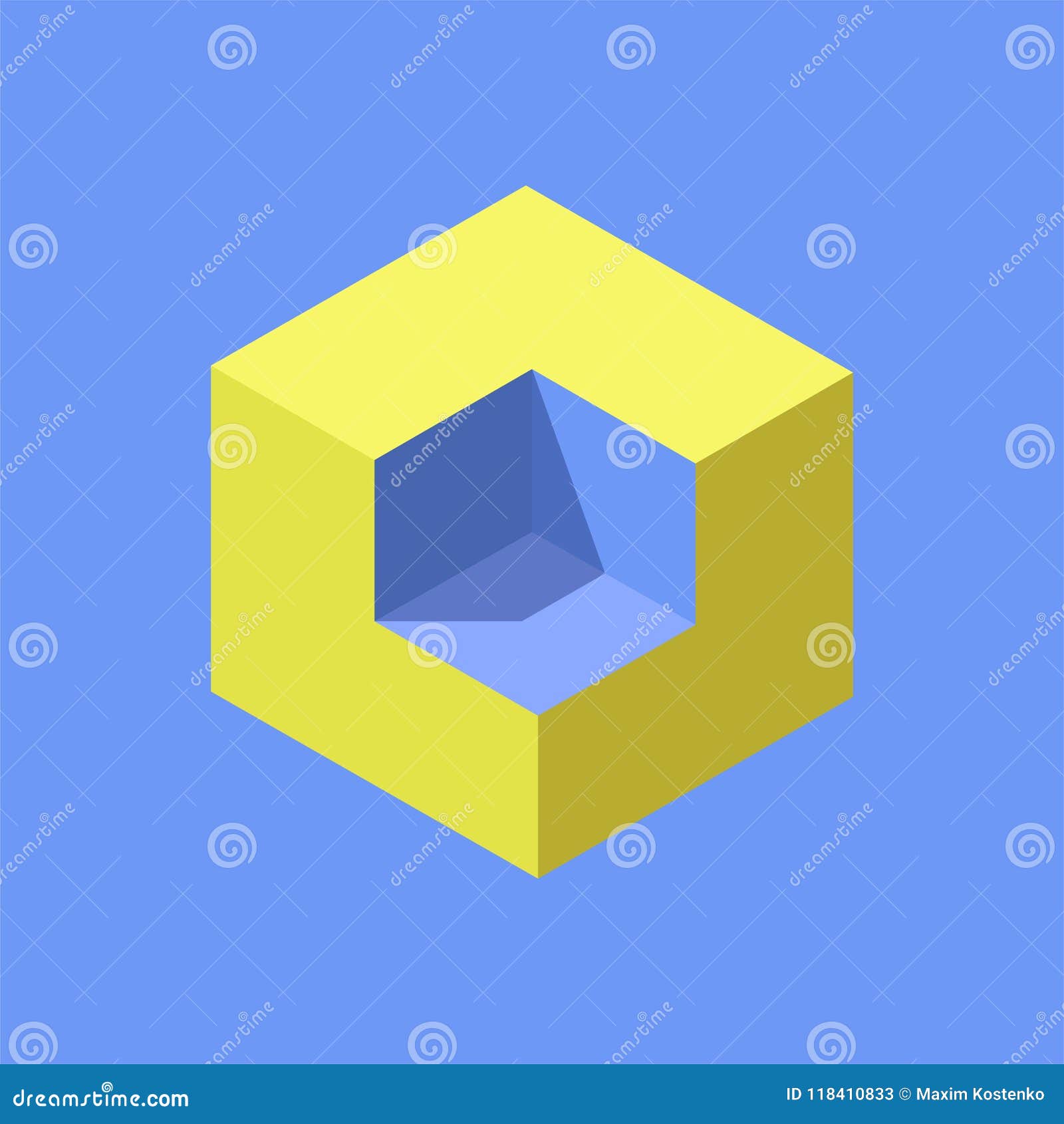 Isometric Cubic Volume From Which One Corner Has Been Removed. Vector ...