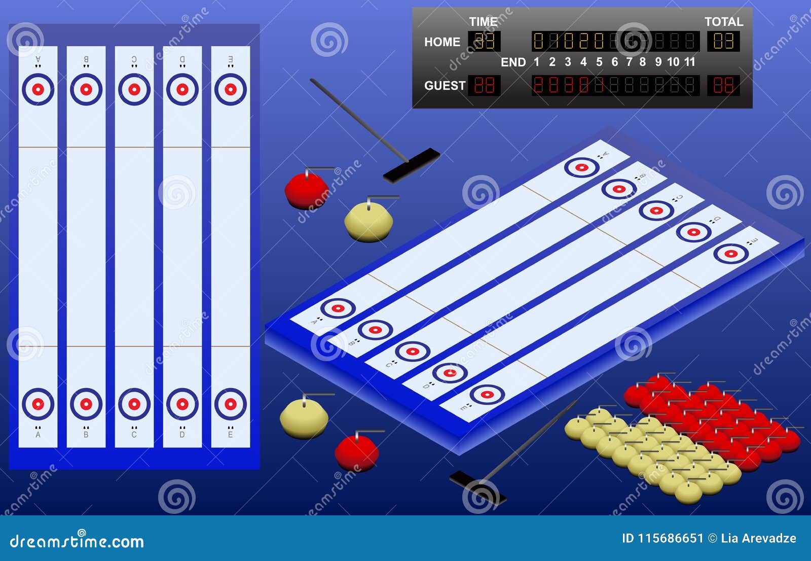 Curling Stadium Top View. Winter Sport. Sport Game. Textures Blue Ice ...
