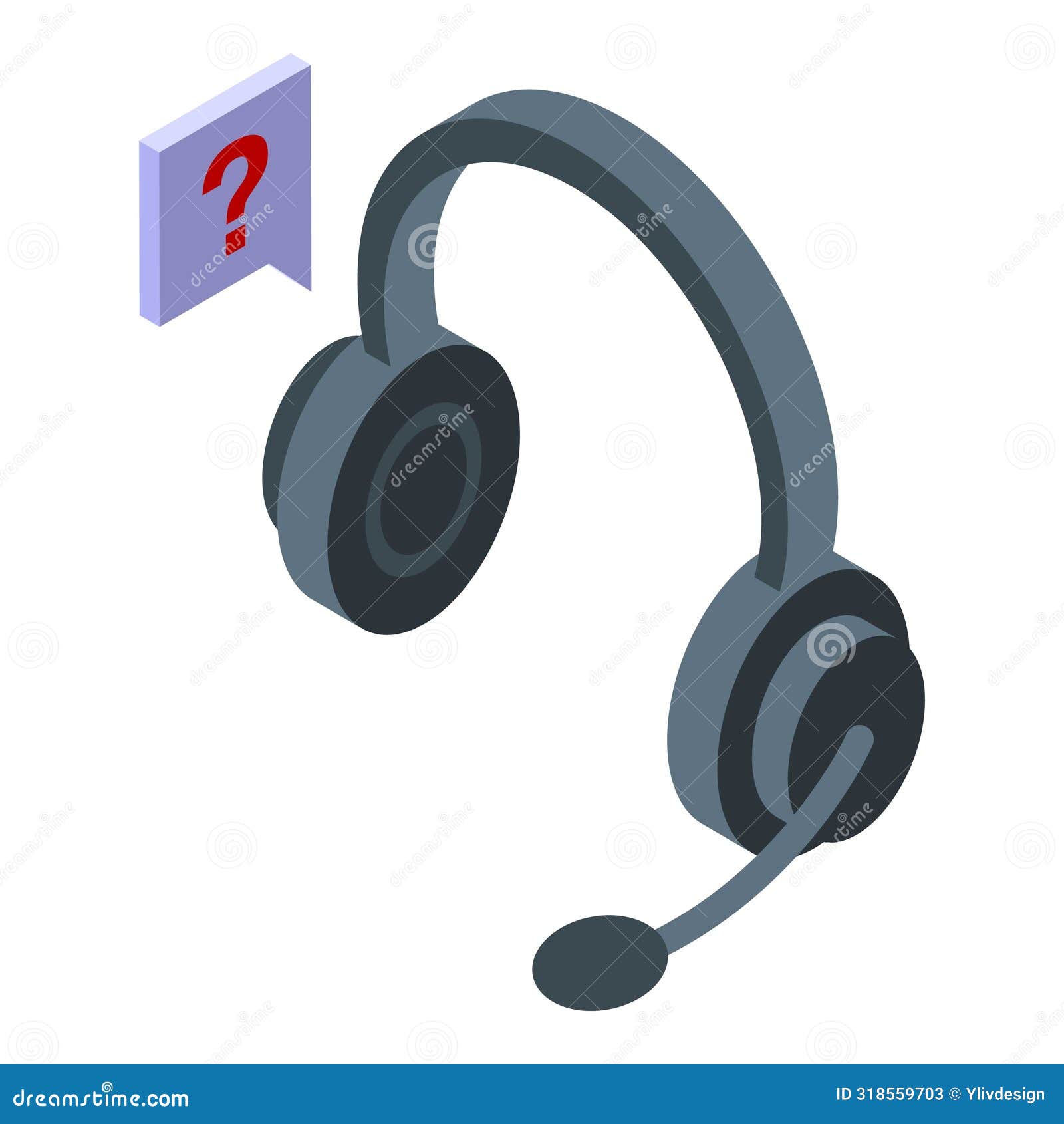 Isometric Customer Support Headset Icon Stock Vector - Illustration of ...