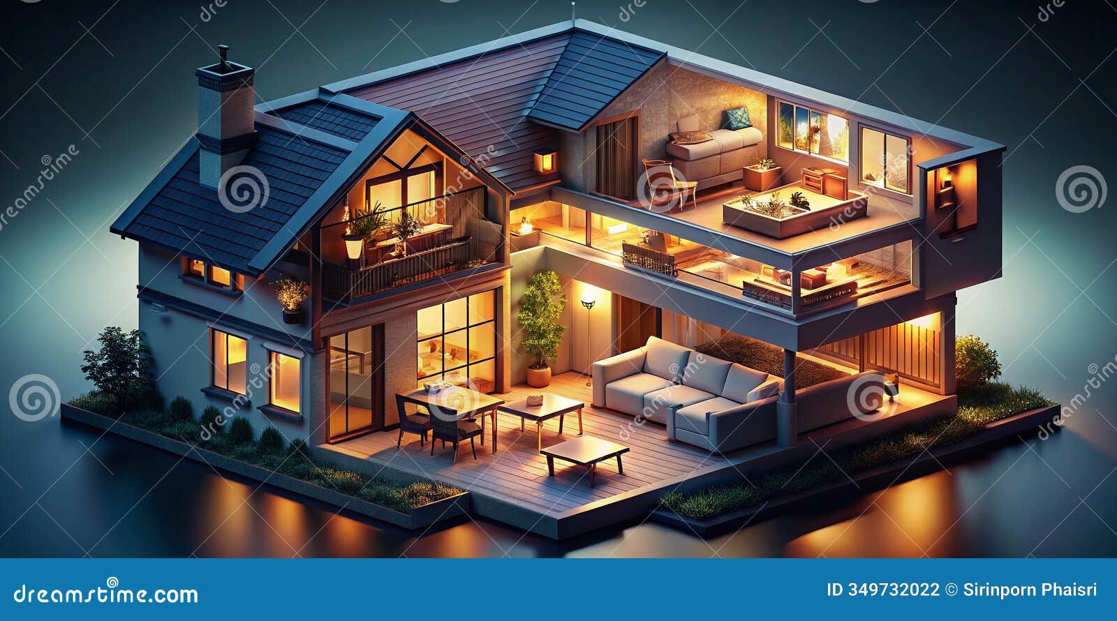 Isometric Cutaway House Visualization Detailed Architectural Design and ...