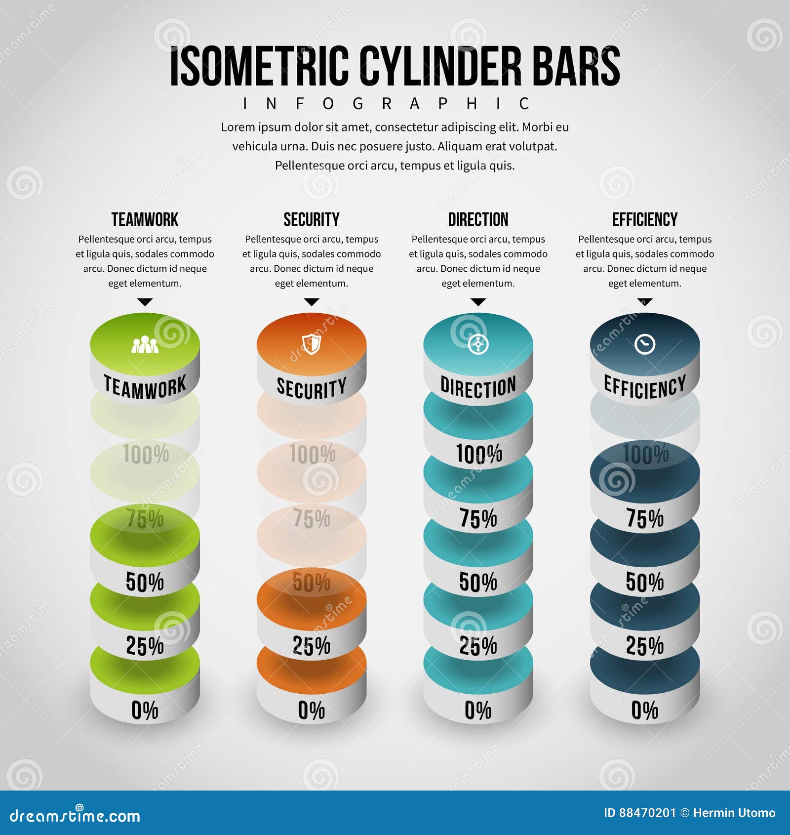 Isometric Cylinder Bars Infographic Stock Vector - Illustration of ...