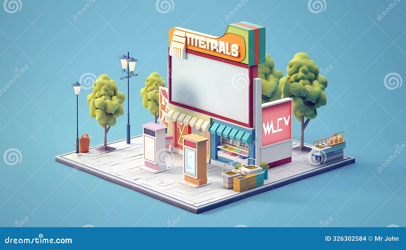 Isometric 3D Advertising Display Stands Concept in Art Stock ...