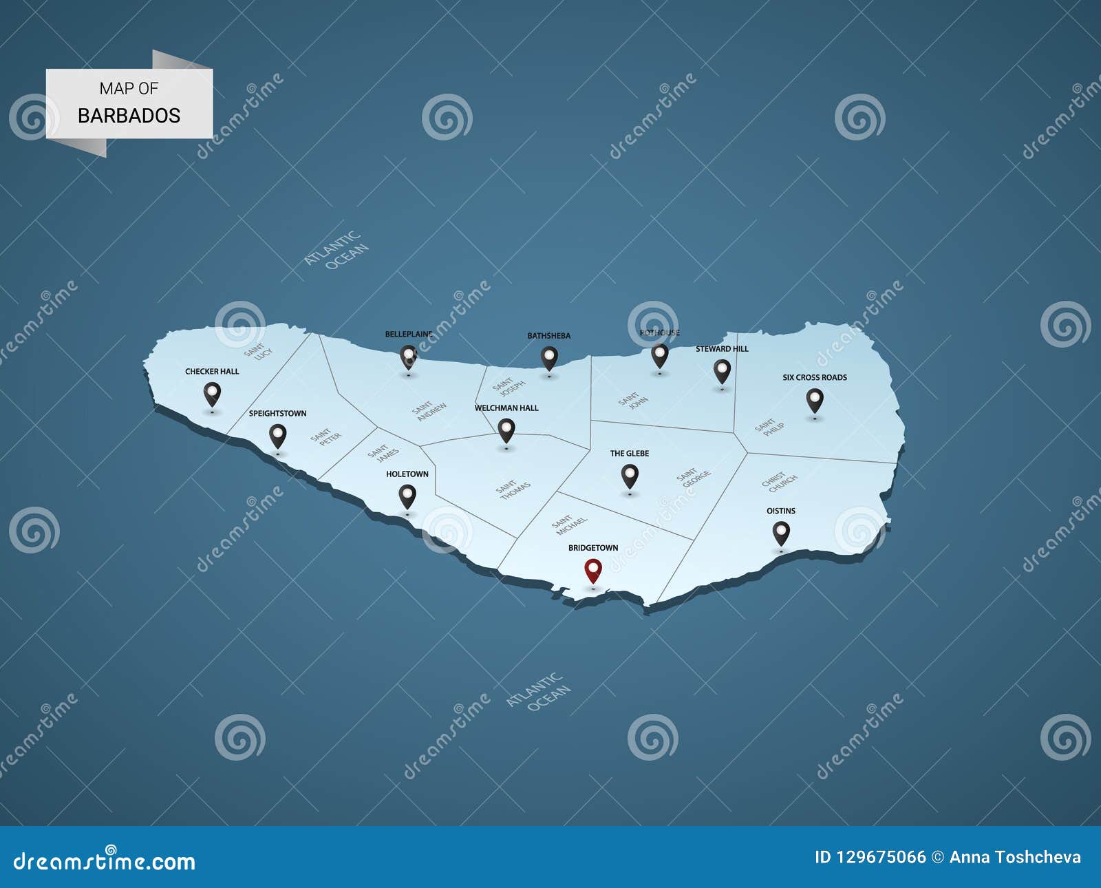 Infographic For Barbados, Detailed Map Of Barbados With Flag Cartoon ...
