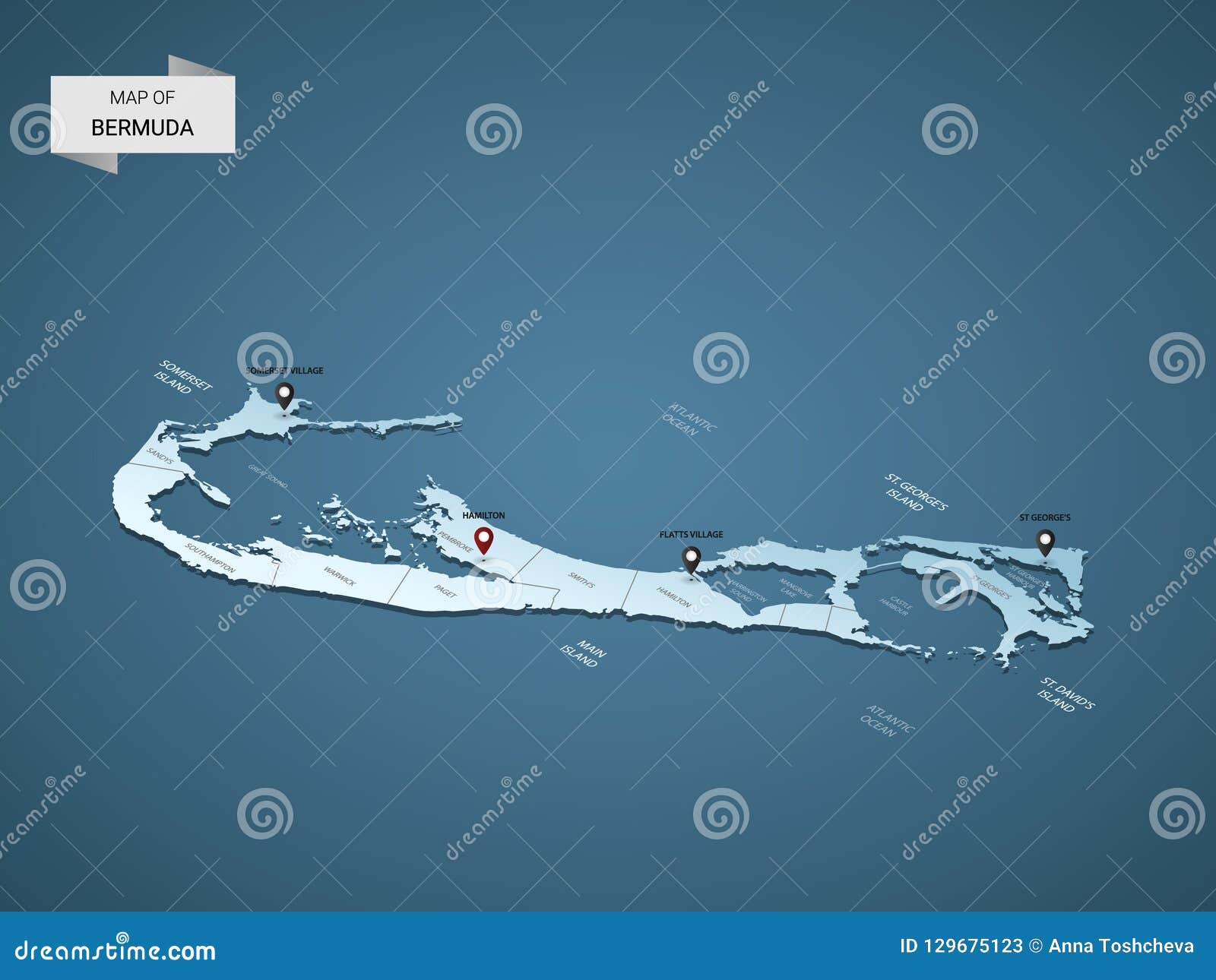 Isometric 3D Bermuda Vector Map Concept. Stock Vector - Illustration of ...