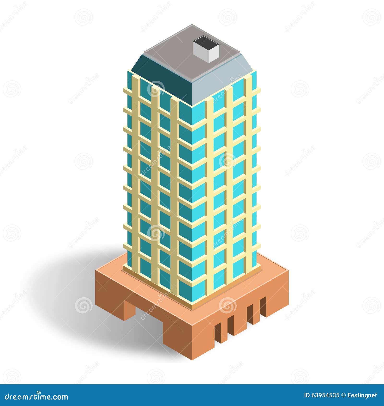 Isometric 3D Building Model. Stock Vector - Illustration of isometric ...