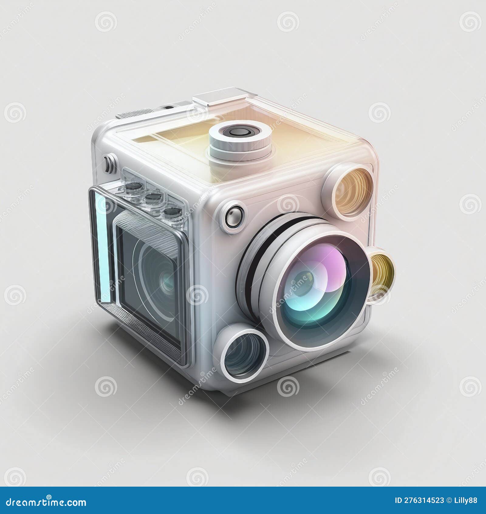 An Isometric 3D Camera Design. Glass Effects, Stock Illustration ...