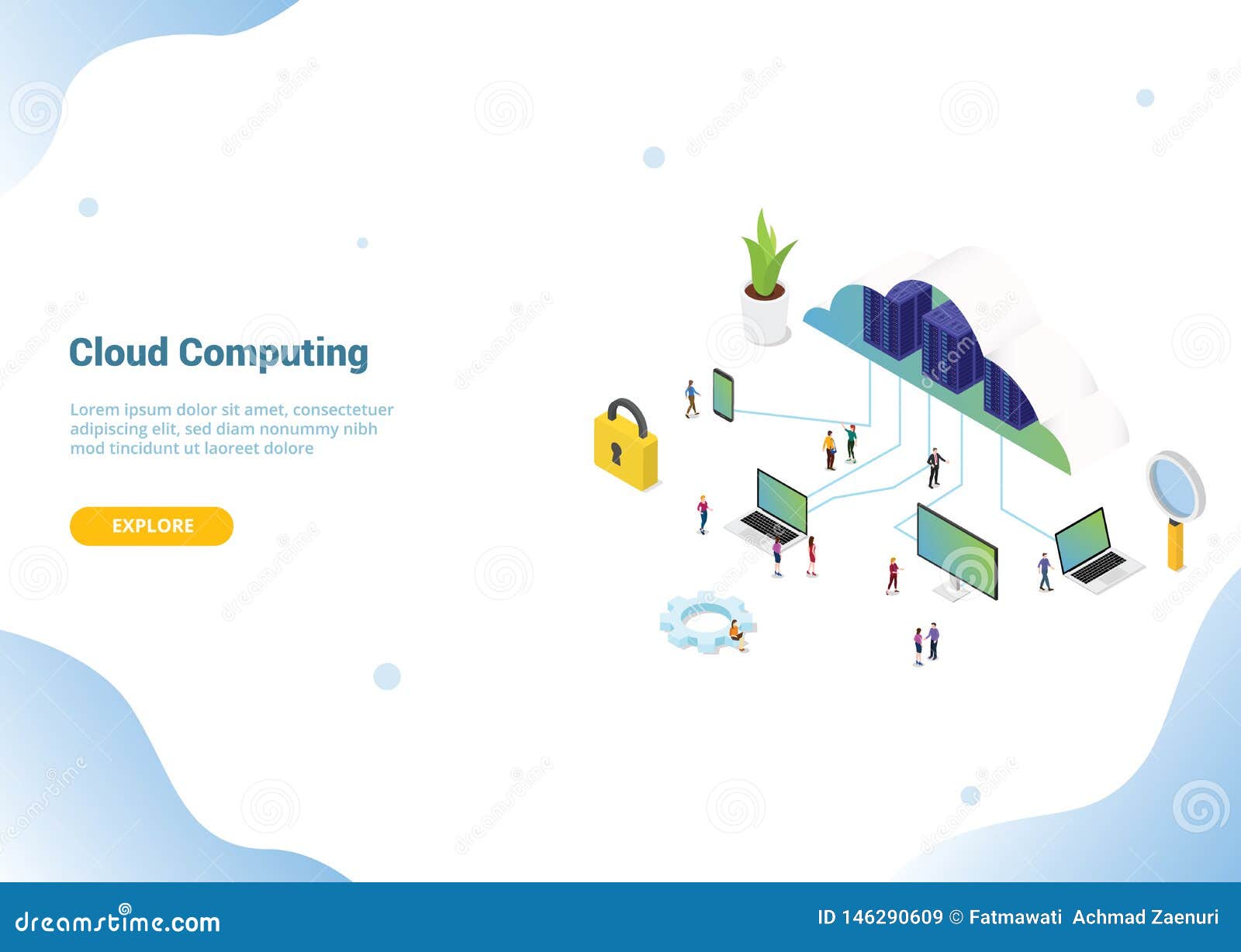 Isometric 3d Cloud Computing Concept for Website Template Banner or Landing Homepage - Vector ...