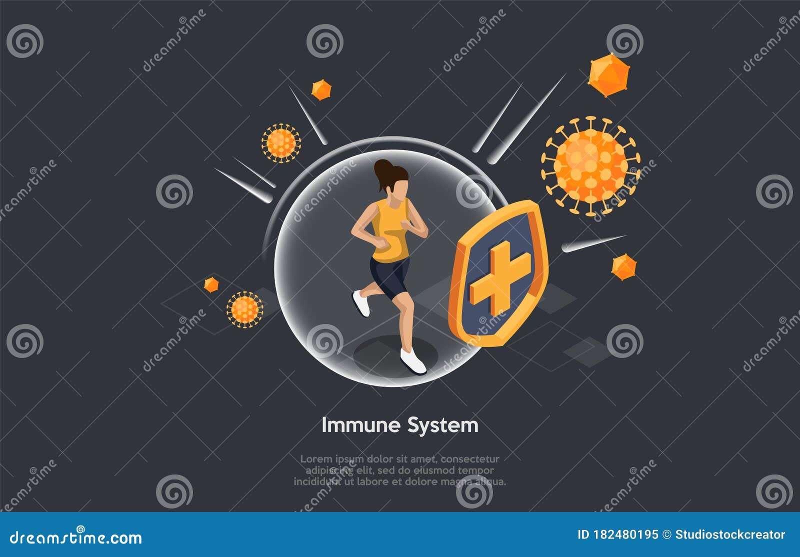 Isometric 3D Concept of Immunity Protection and Weak Immune System ...