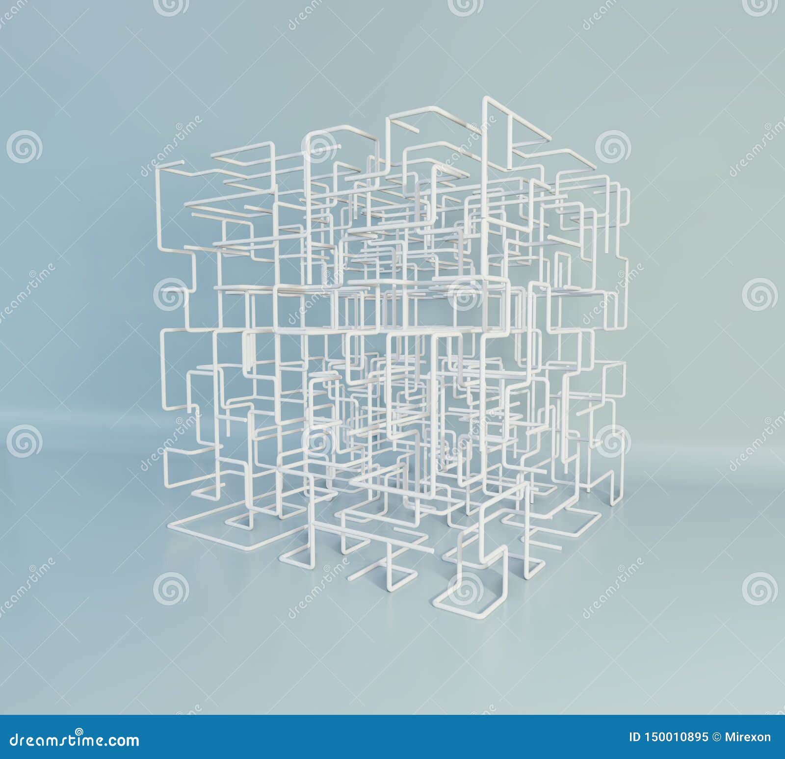 Isometric 3D Cubical Shape. Maze Boxes Background Stock Illustration ...