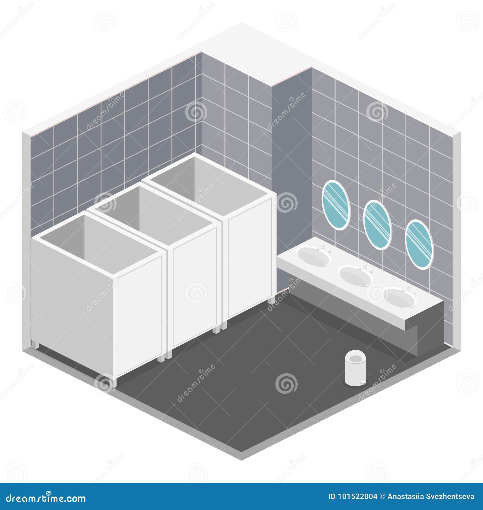 Isometric 3D Cutaway Interior of Public Toilet Stock Illustration ...