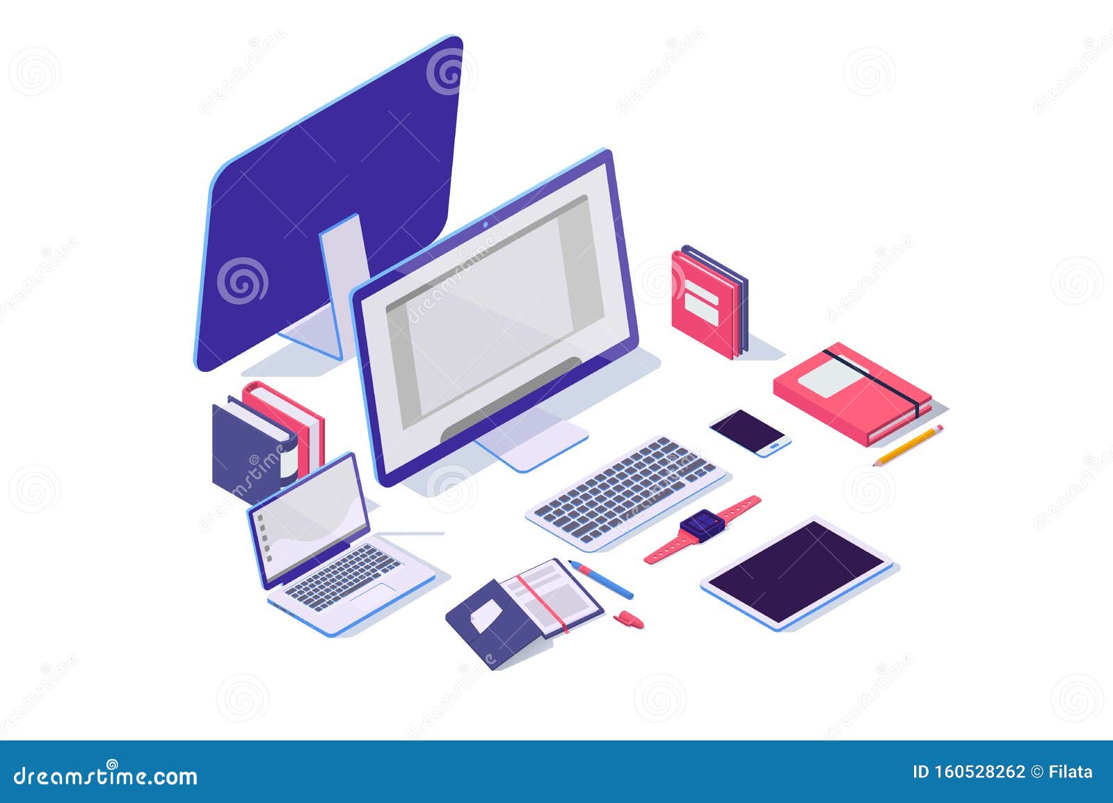 Isometric 3d Electronic Items with Laptop, Tablet, Notebook, Mobile ...