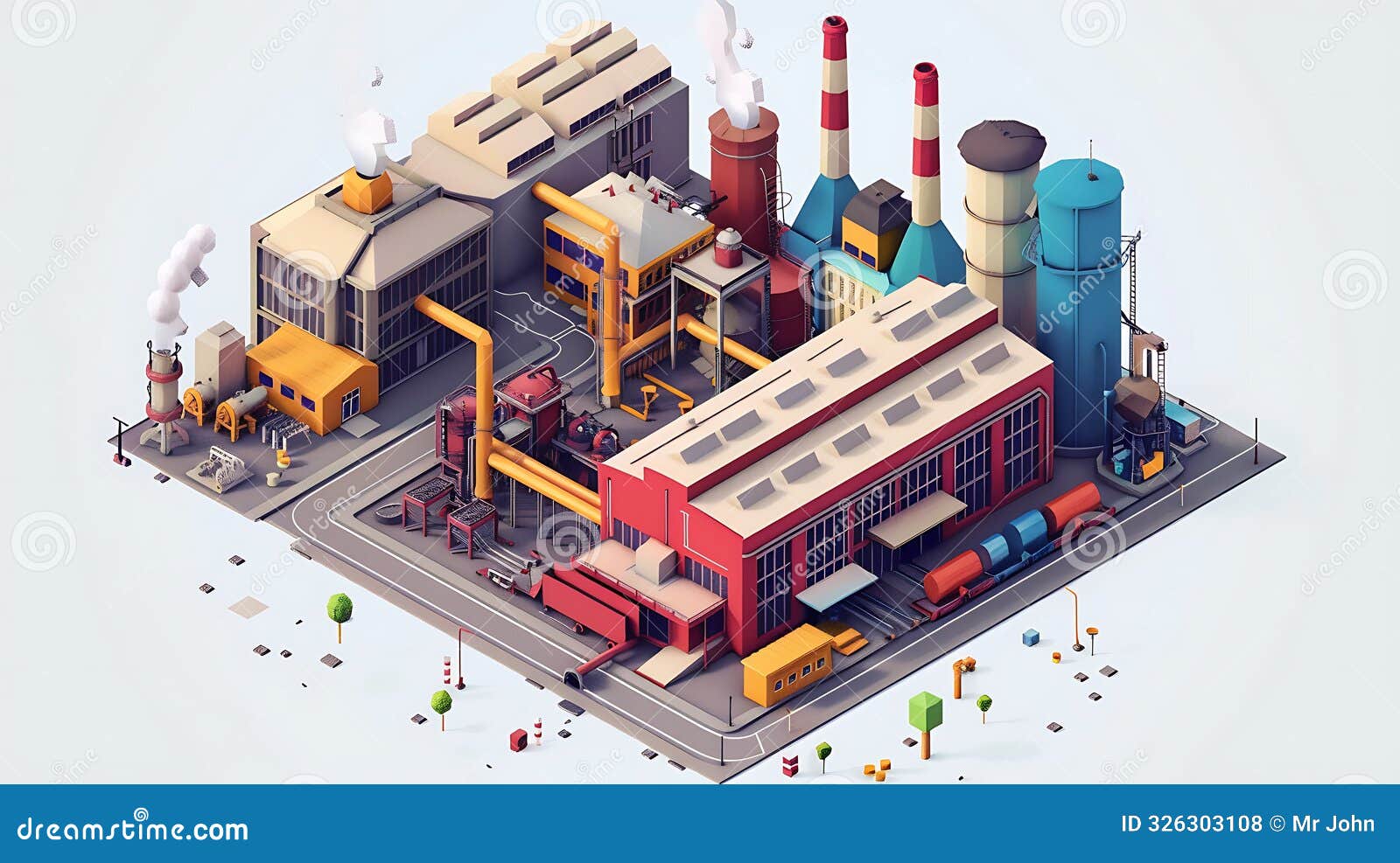 Isometric 3D Factory Layout in Vibrant Art Stock Illustration ...