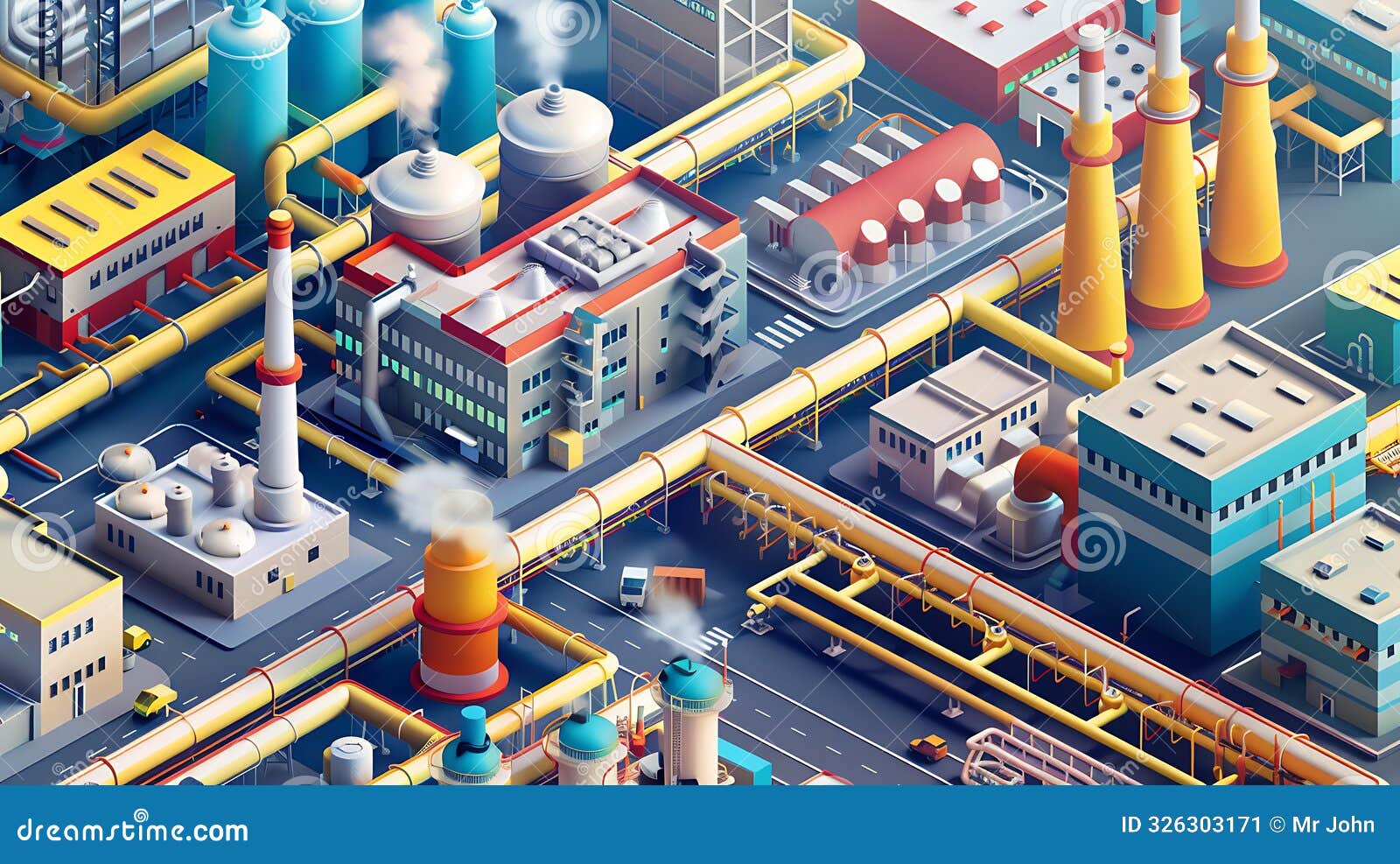 Isometric 3D Factory Layout in Vibrant Art Stock Illustration ...