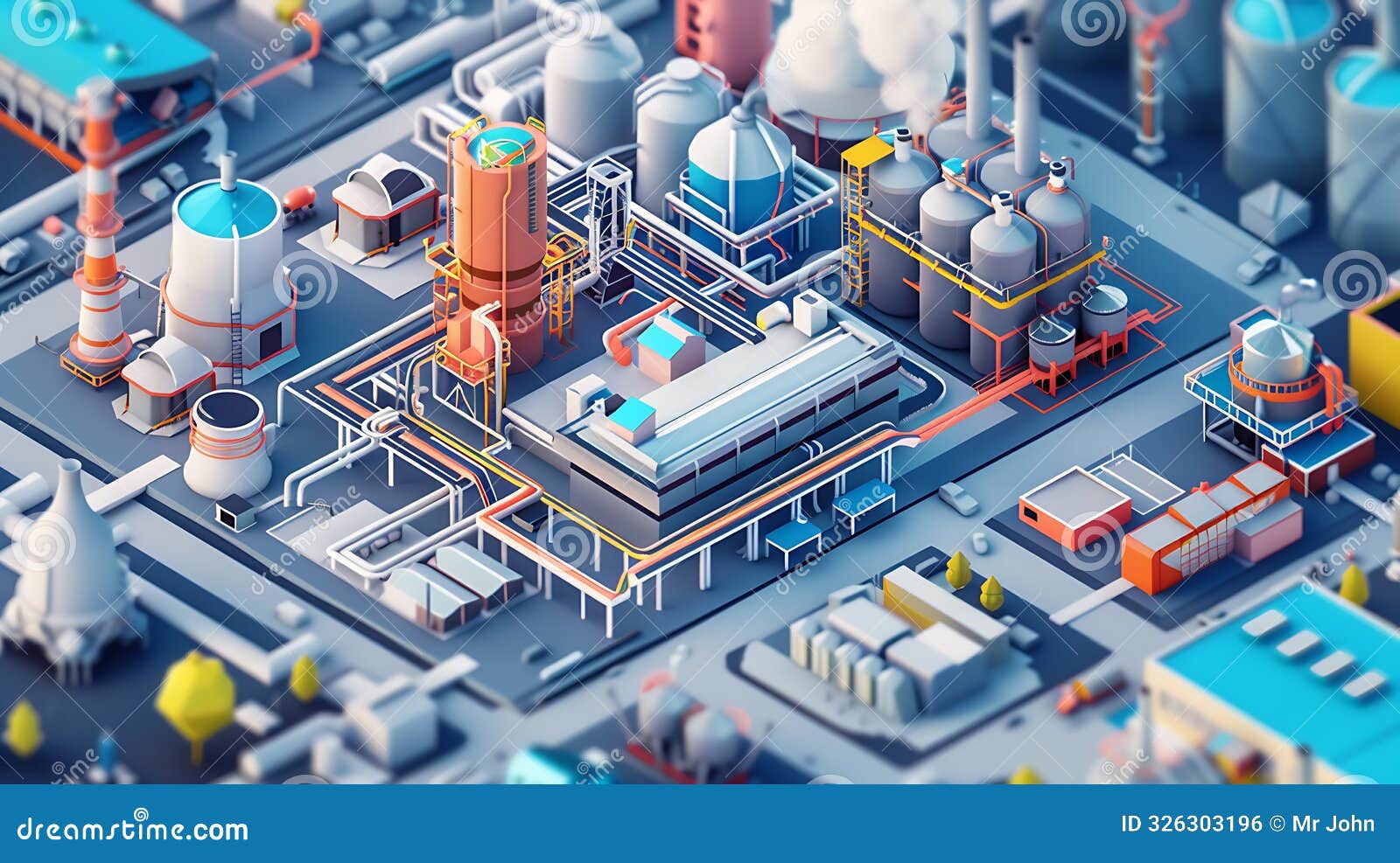 Isometric 3D Factory Layout in Vibrant Art Stock Illustration ...