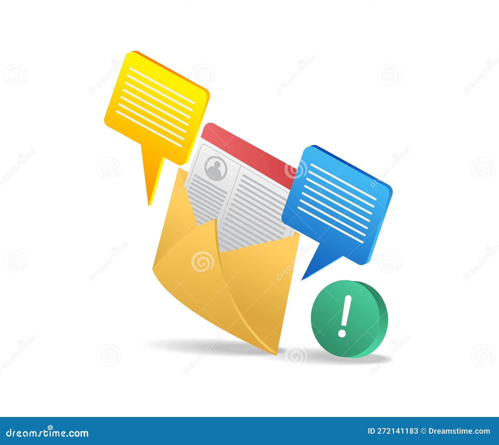 Isometric 3d Flat Illustration Concept Exclamation Mark Conversation ...