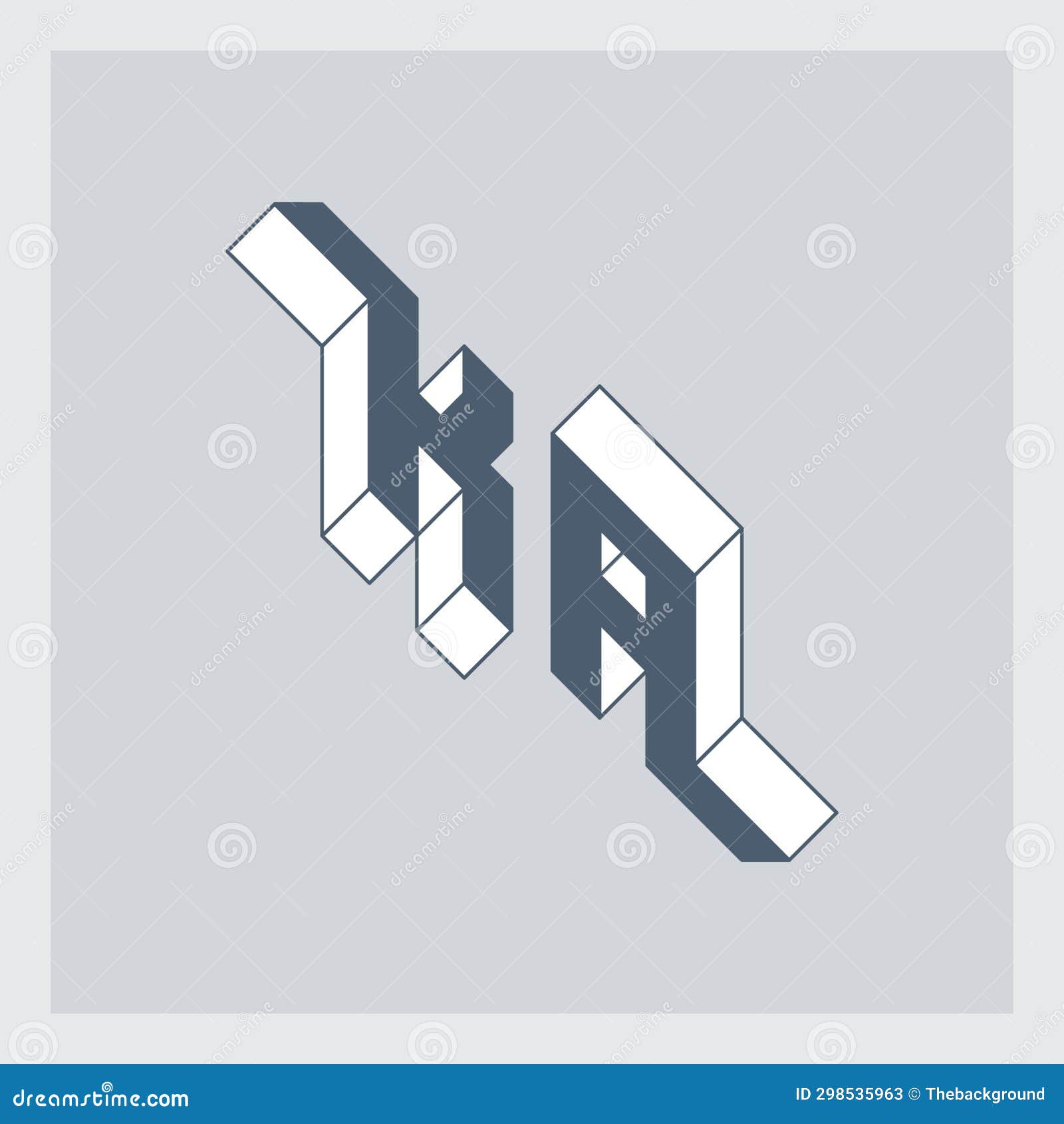 Isometric 3d Font for Design. Letters K and a - Monogram or Logotype ...