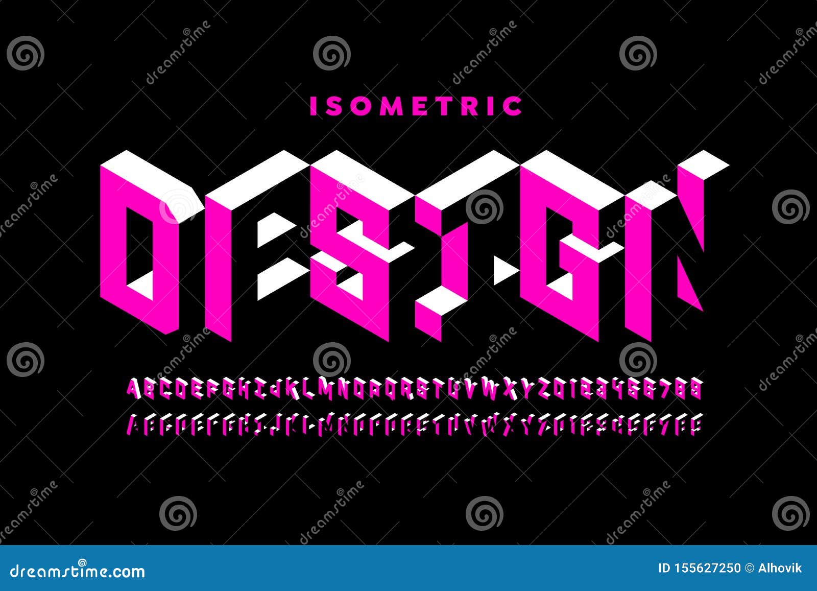 Isometric 3d font design stock vector. Illustration of brick - 155627250