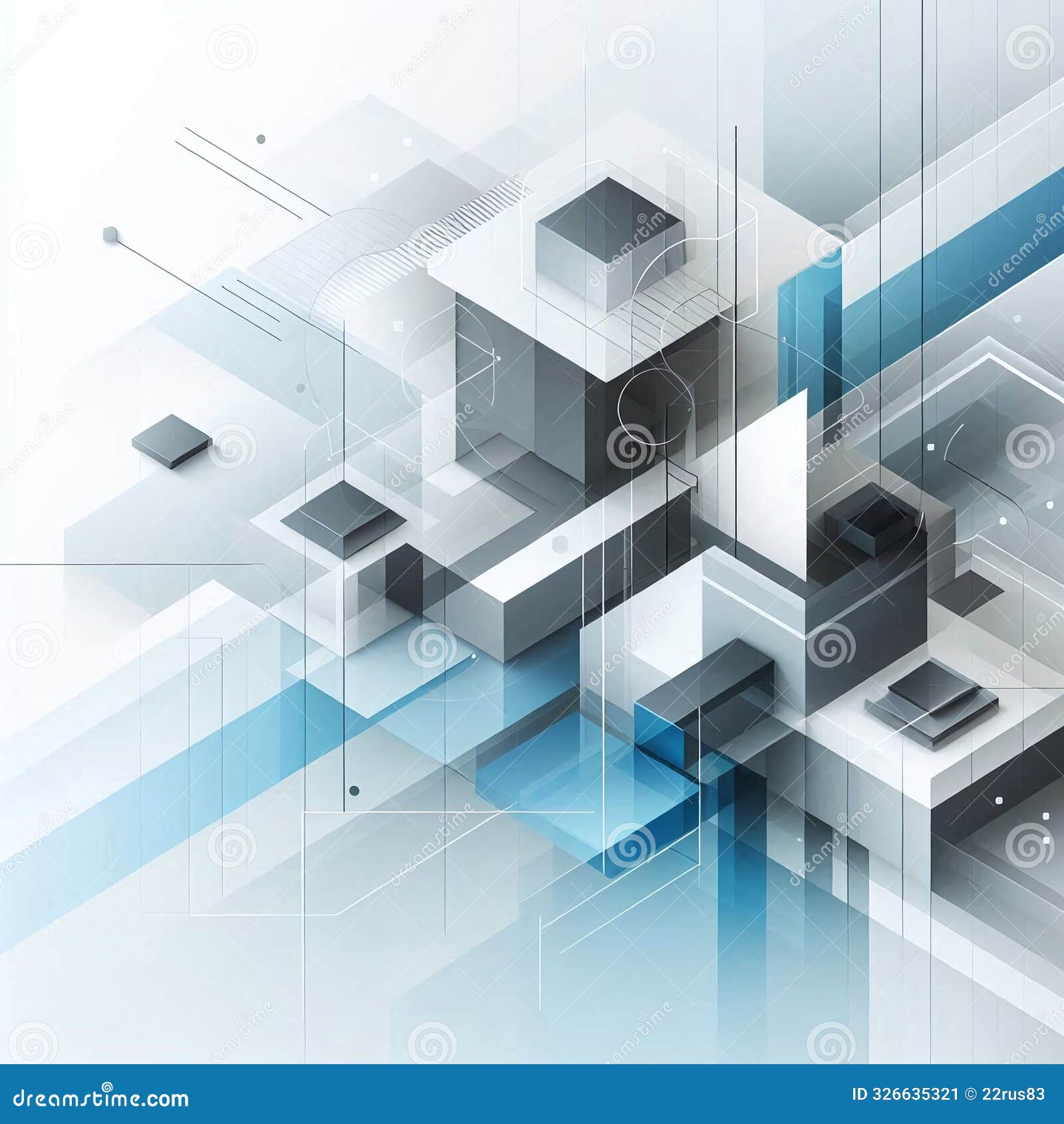 Isometric 3D Geometric City Elements in Abstract Layout. Stock ...