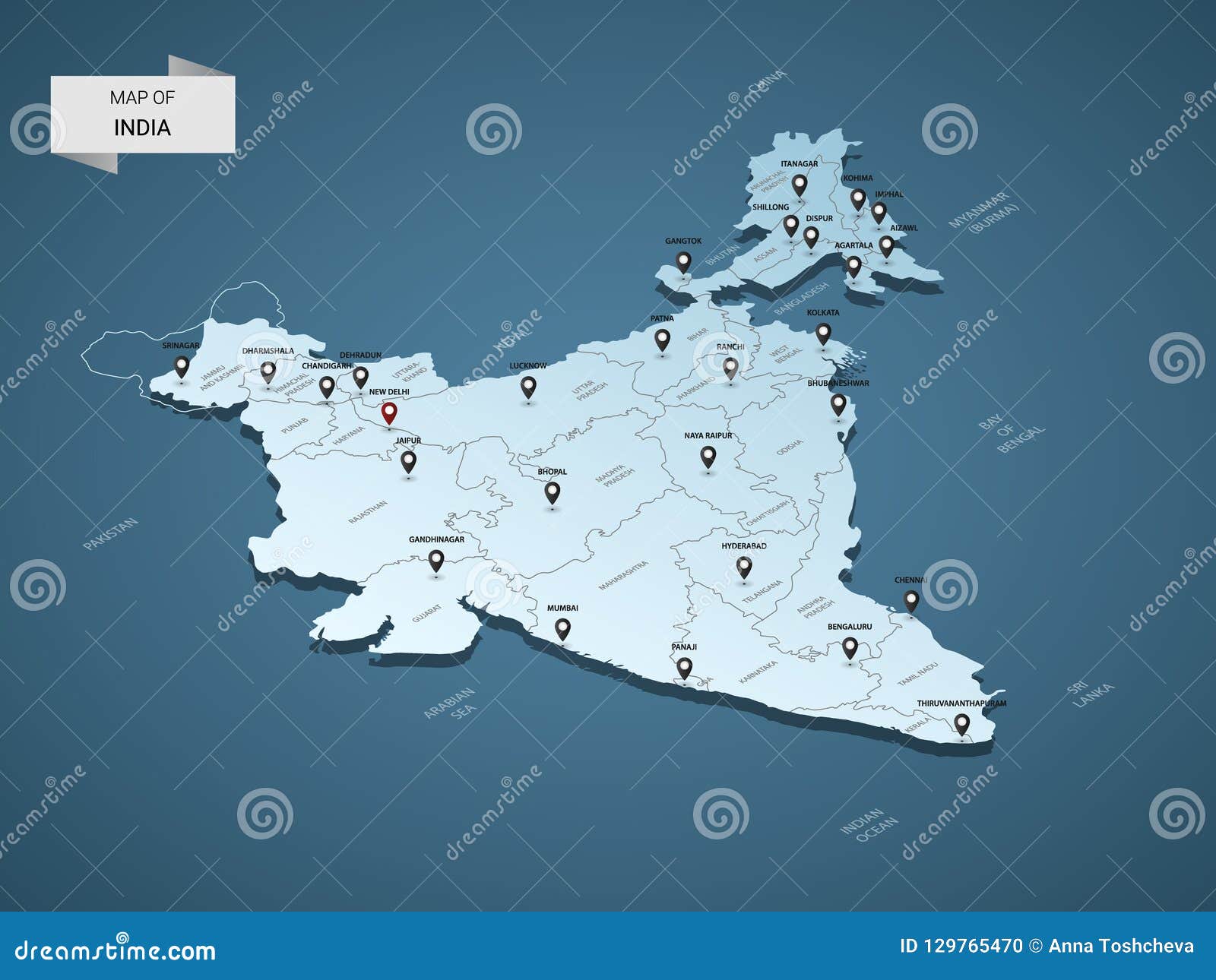 Map India.India Map. Map Of India Vector Silhouette.India Vector Map ...