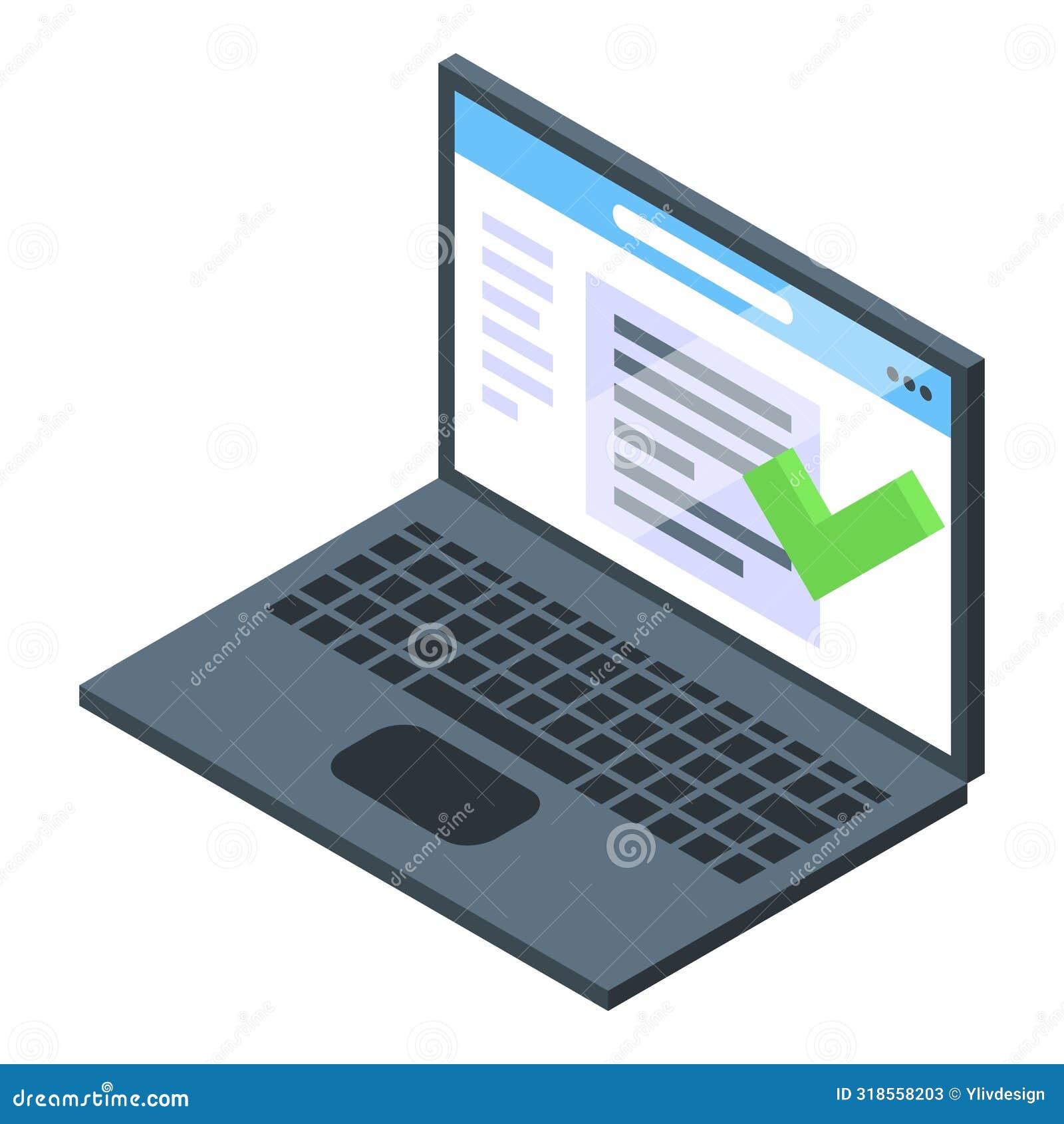 Isometric 3d Laptop with Check Mark on Screen Stock Illustration ...